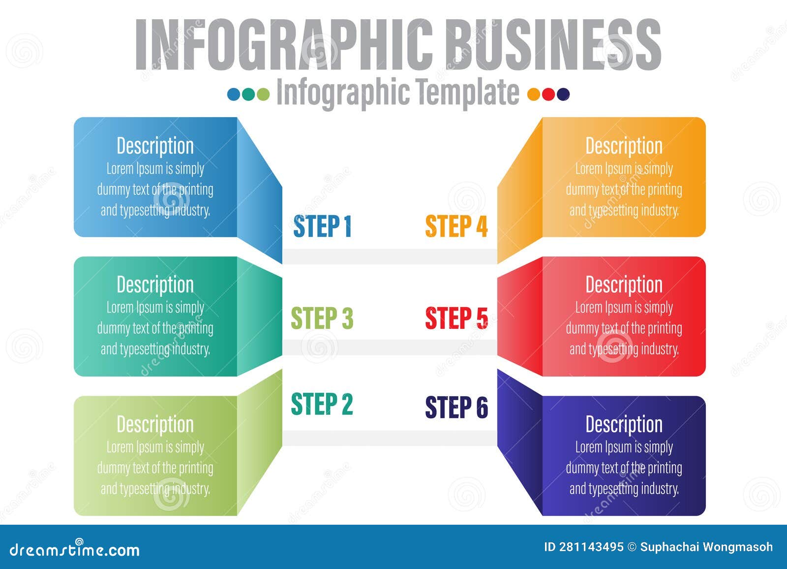 Six Rectangle Timeline Steps Or Option Workflow Infographic Plan ...