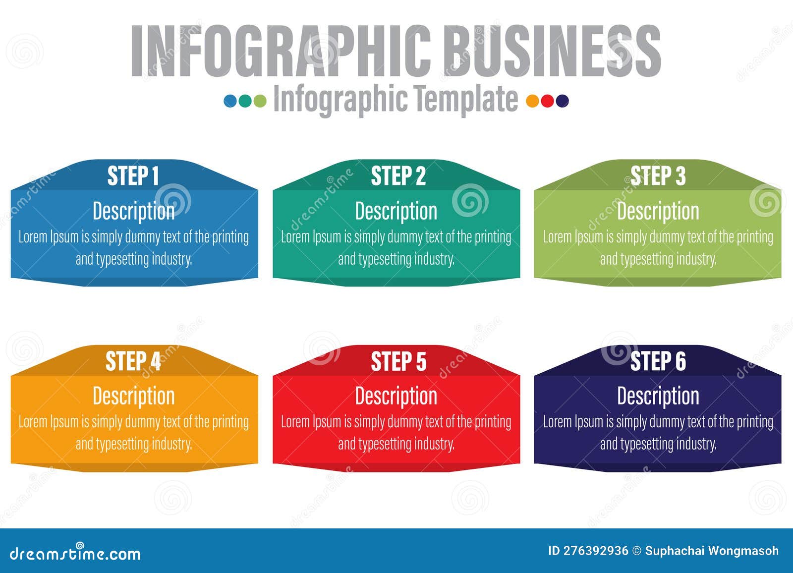 Six Rectangle Timeline Steps Or Option Workflow Infographic Plan ...