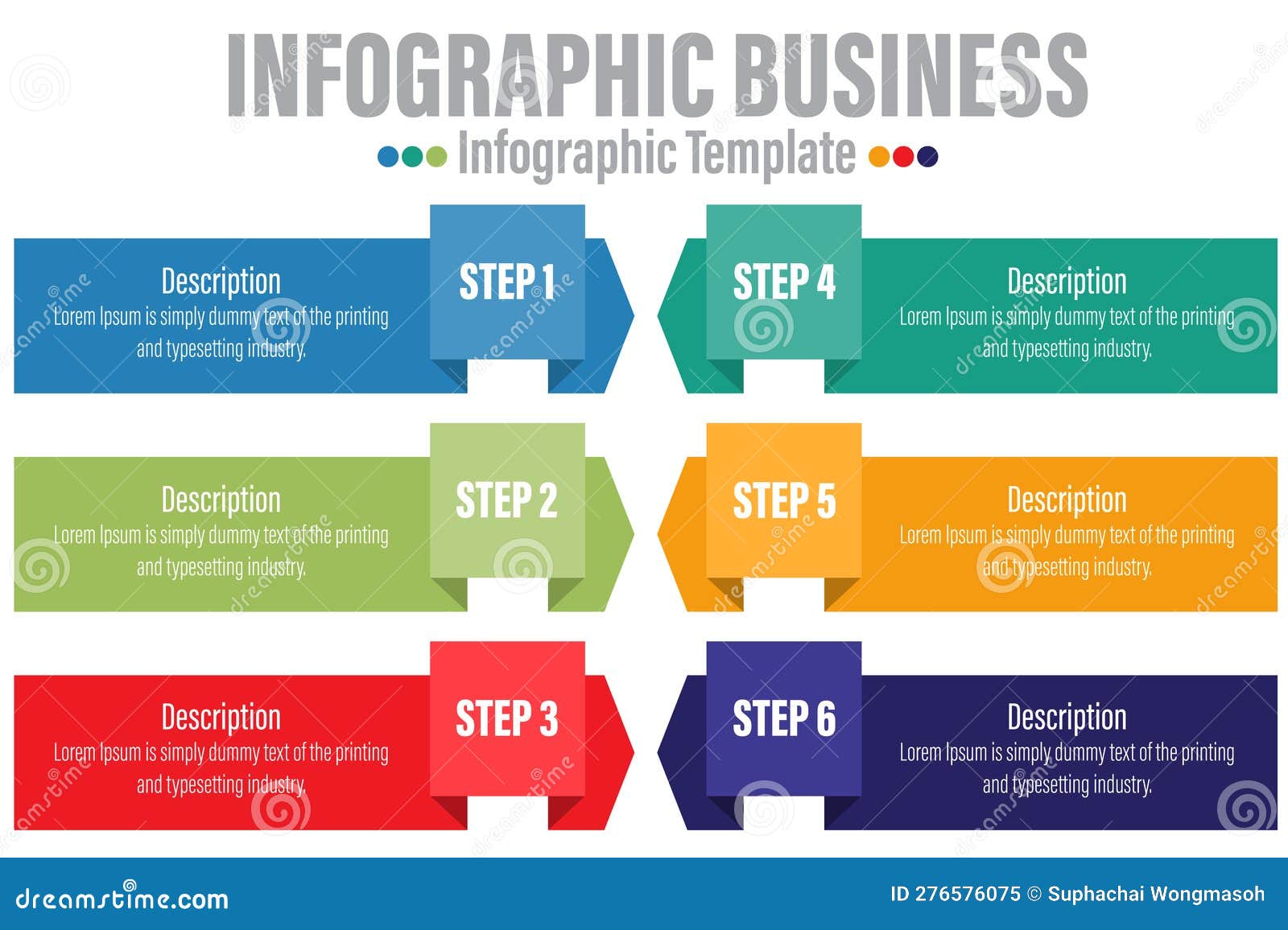 Six Rectangle Timeline Steps or Option Workflow Infographic Plan ...