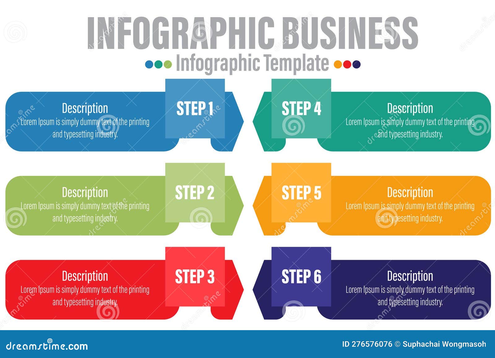 Six Rectangle Timeline Steps Or Option Workflow Infographic Plan ...
