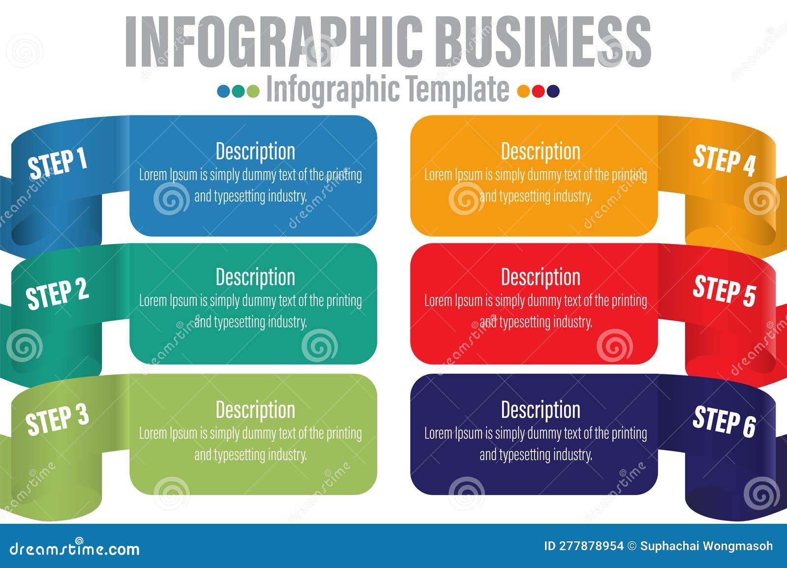 Six Rectangle Timeline Steps Or Option Workflow Infographic Plan ...