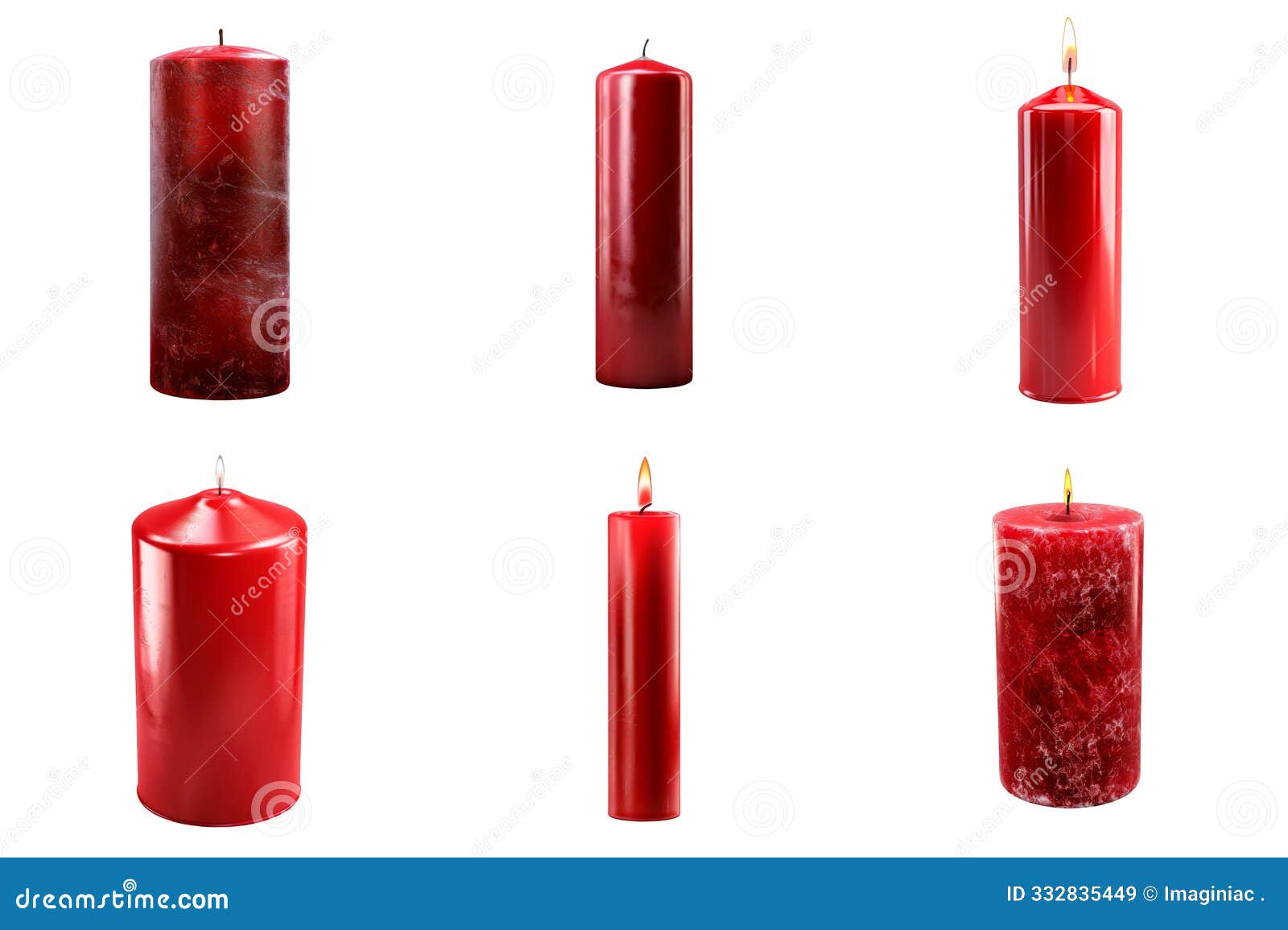 Six Red Candles with Different Textures and Flames Stock Illustration ...