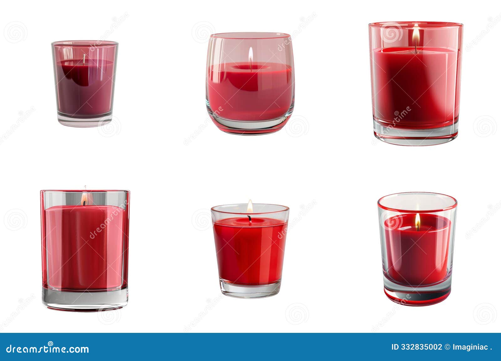 Six Red Candles in Glass Containers Stock Photo - Illustration of ...