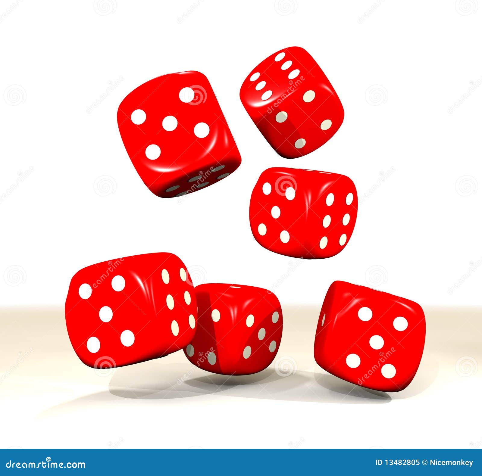 Six red dice throw stock illustration. Illustration of jackpot - 13482805