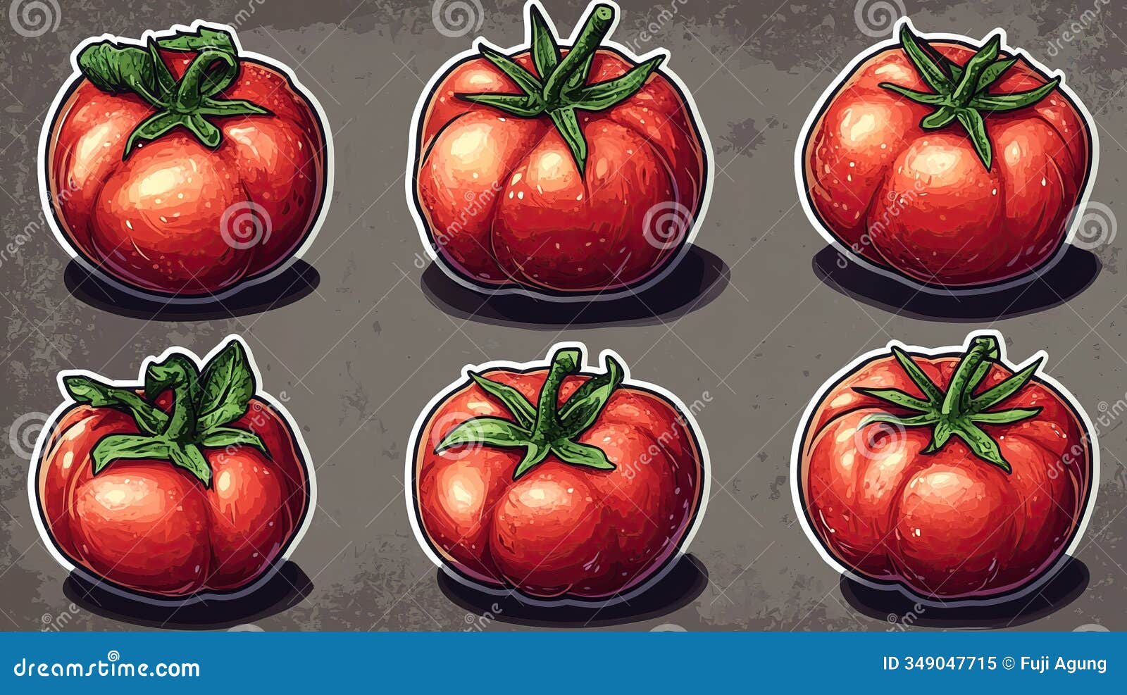 Six Red Tomatoes Illustration, Various Angles Stock Illustration ...