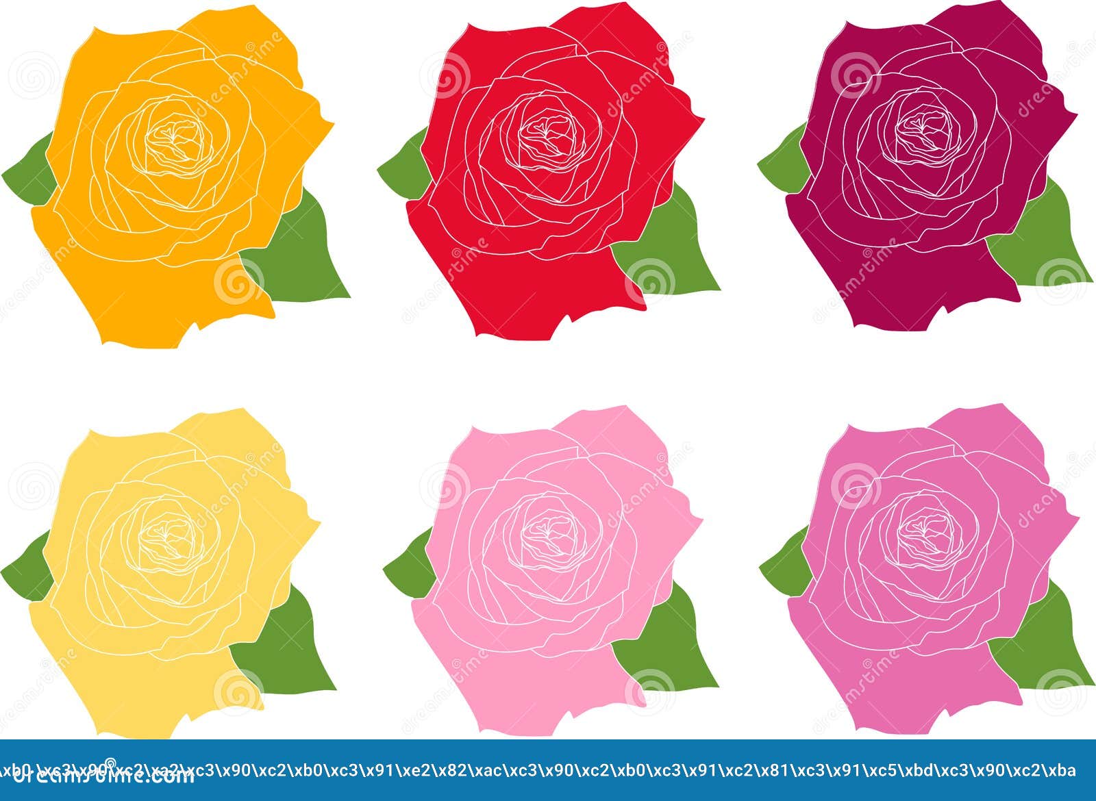Six roses stock vector. Illustration of pink, contour - 67052131