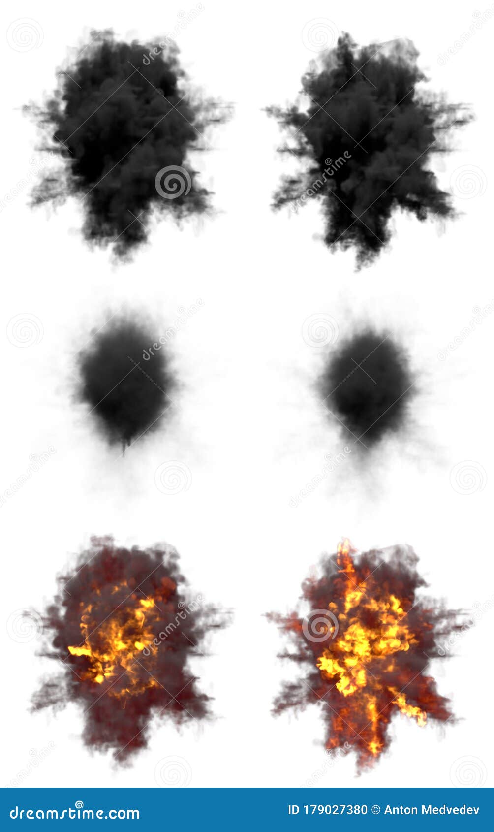 Six Round Explosions Of Rocket Interception Blast Or Anti Aircraft Gun ...