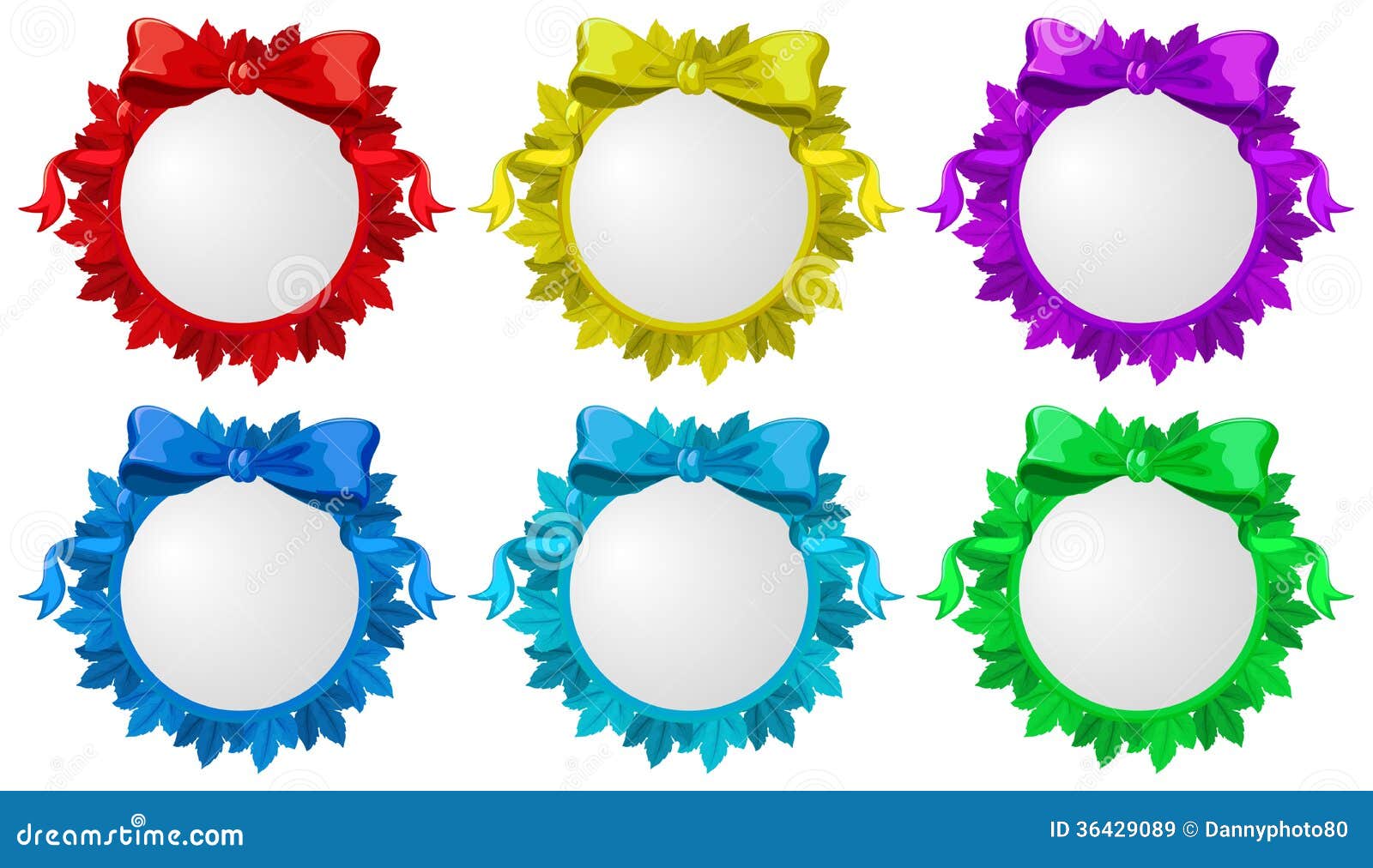 Six Rounded Template with Ribbons Stock Illustration - Illustration of ...