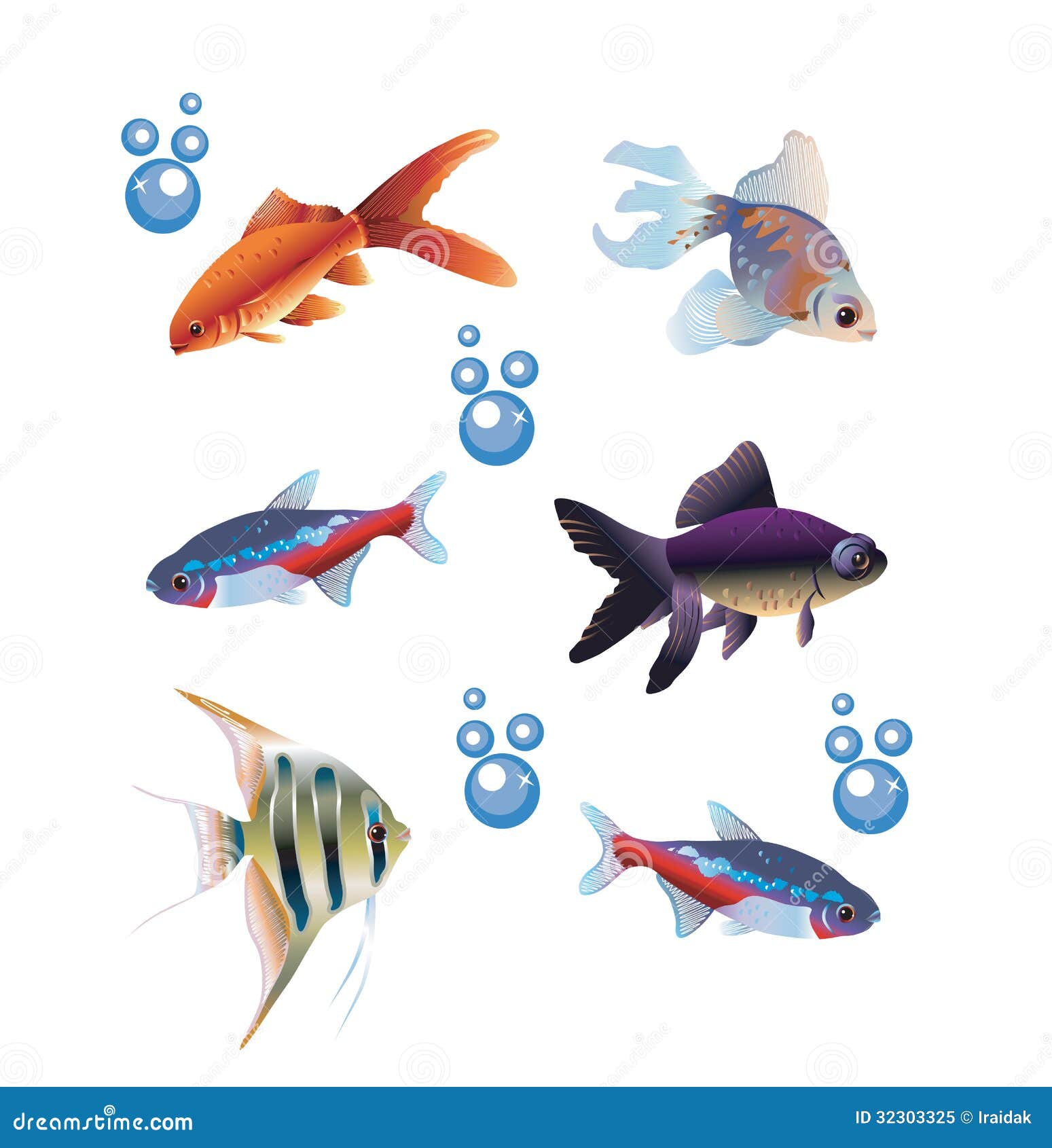 Six separate fishes stock vector. Illustration of separate - 32303325