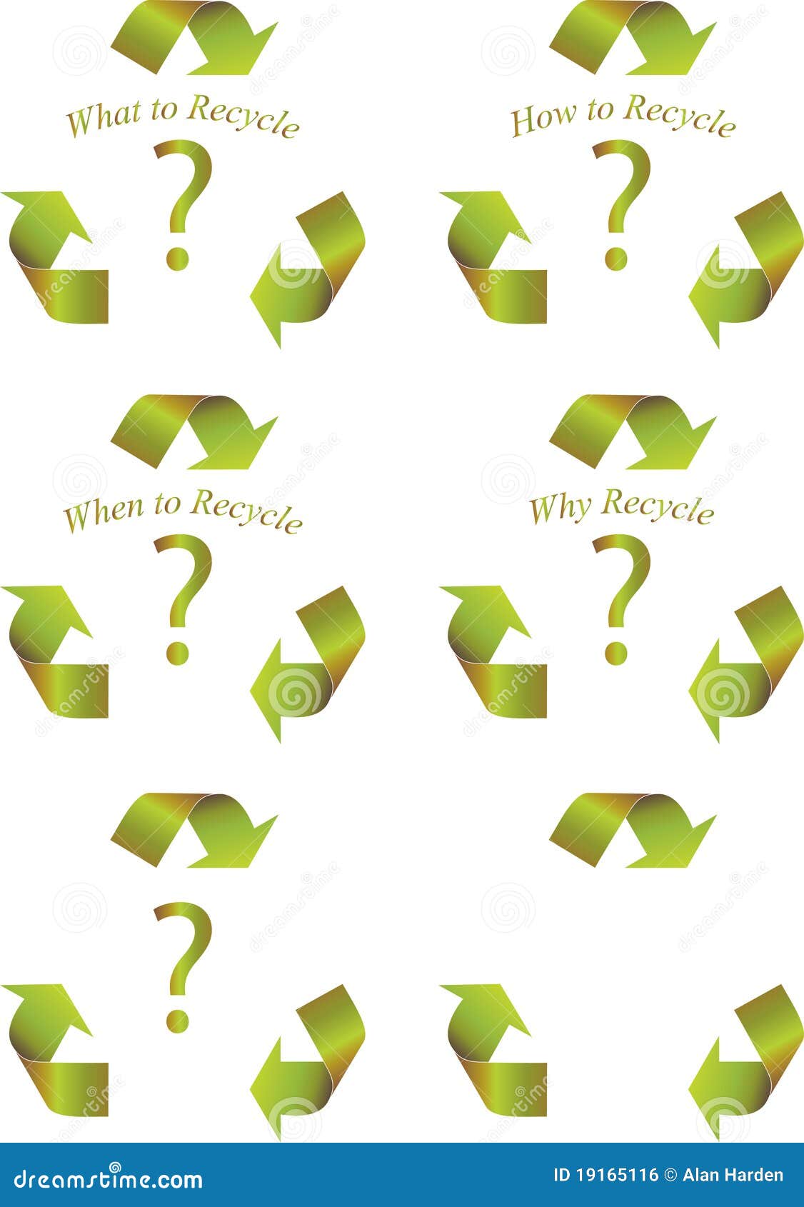 Six Sets of Recycling Arrows Stock Vector - Illustration of reduced ...