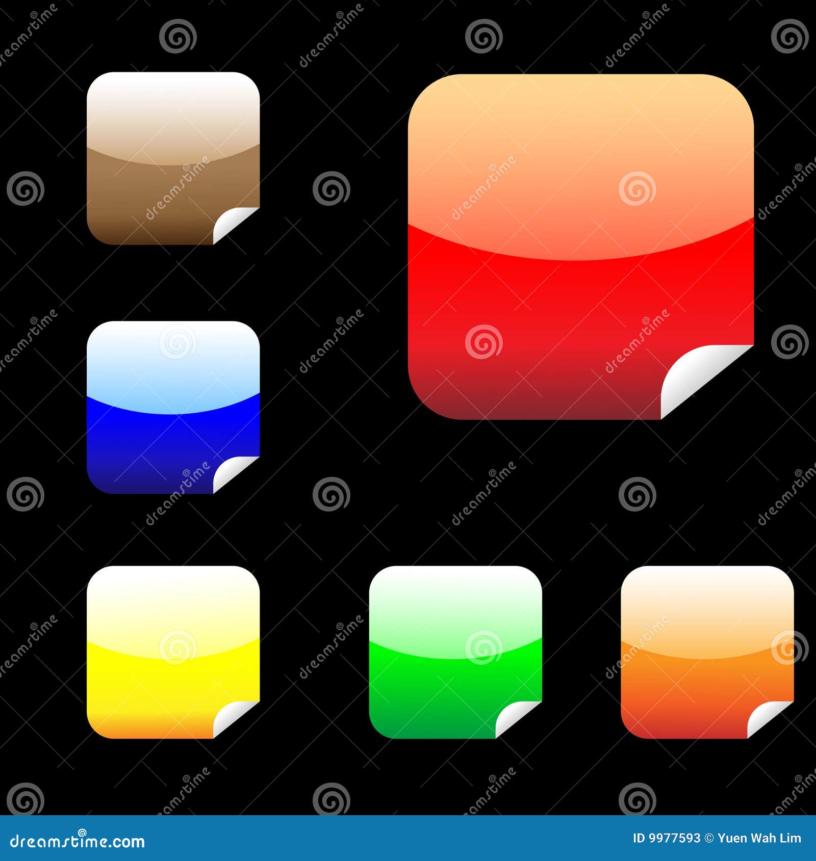Six shiny square stickers stock vector. Illustration of vector - 9977593