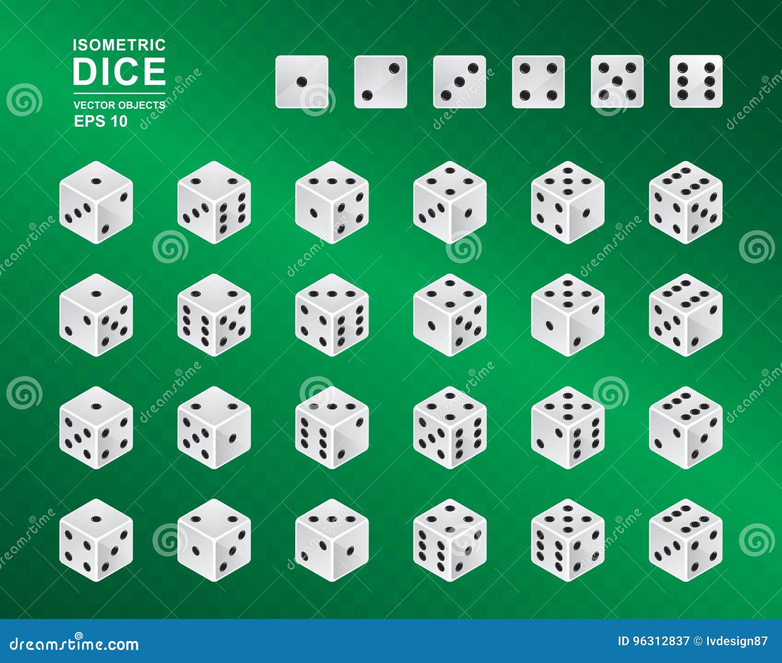 D4 Isometric Dice For Boardgames With Paper Unwrap Template Cartoon ...