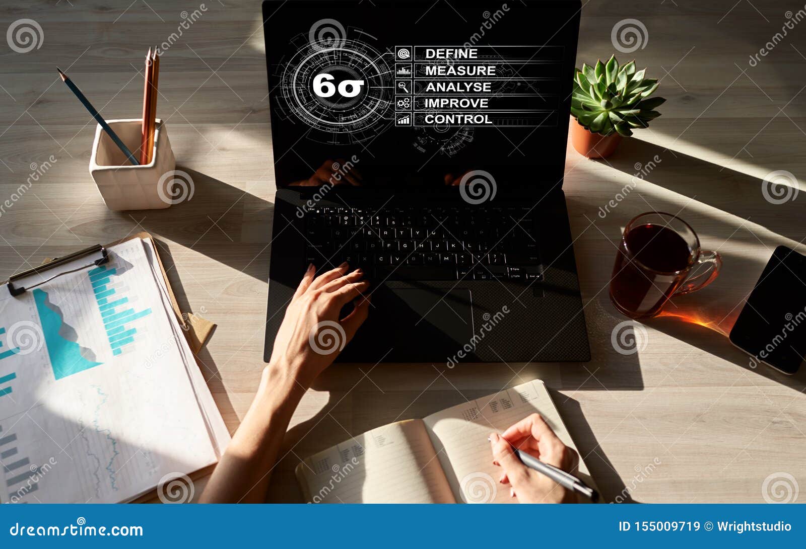Six Sigma Diagram, Lean Manufacturing Industrial Concept On Screen ...