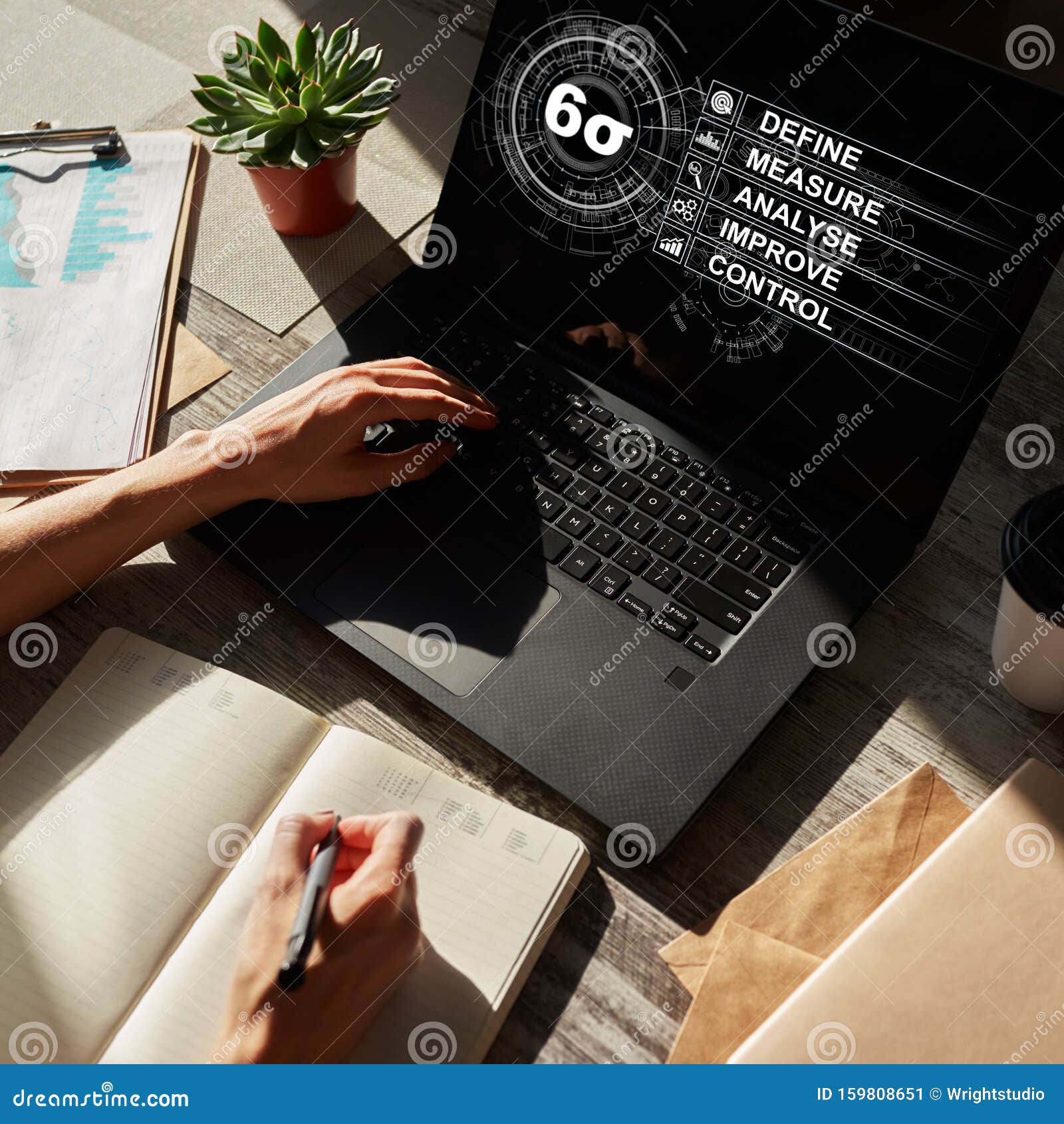 Six Sigma Diagram, Lean Manufacturing Industrial Concept On Screen ...
