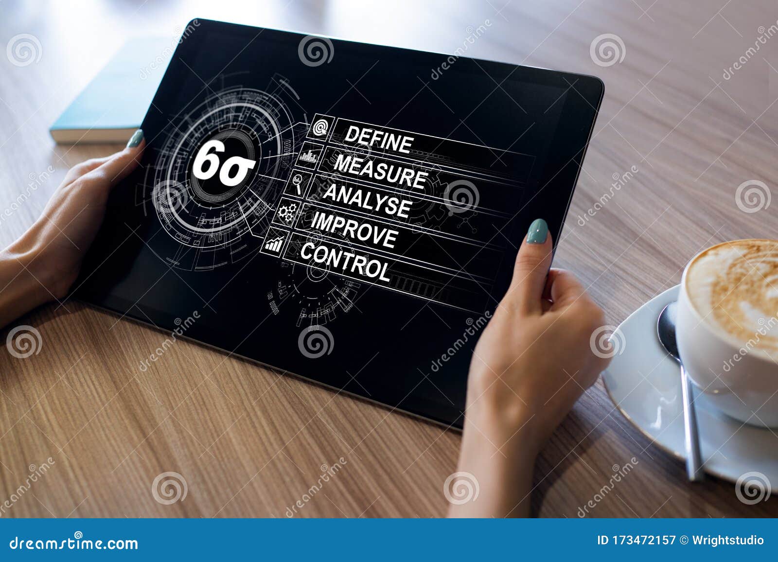 Six Sigma Diagram, Lean Manufacturing Industrial Concept On Screen ...