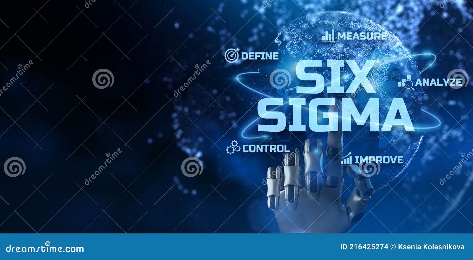 Six Sigma DMAIC Lean Manufacturing Business Technology Concept. Robotic ...