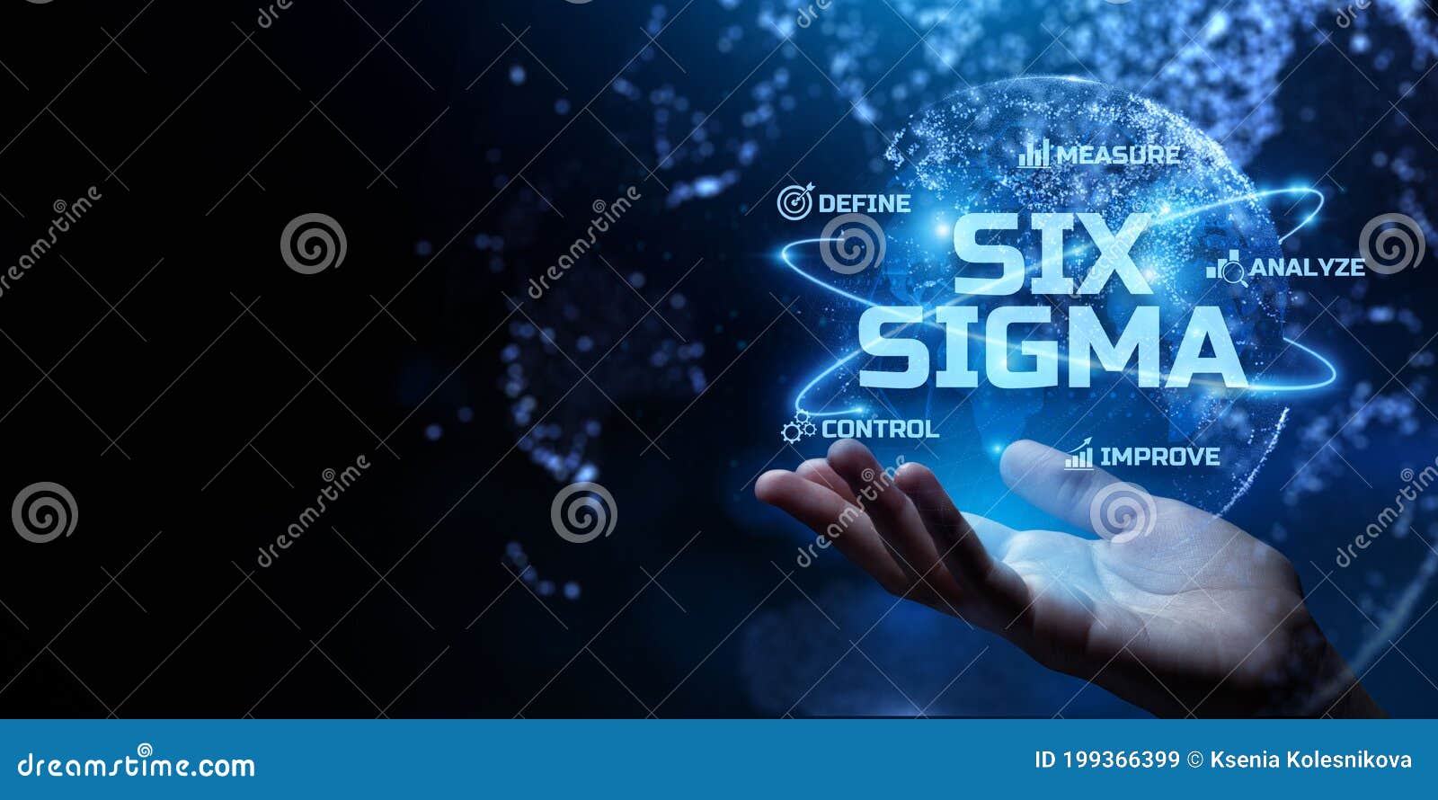 Six SIgma DMAIC Lean Manufacturing. Innovation Technology Concept ...