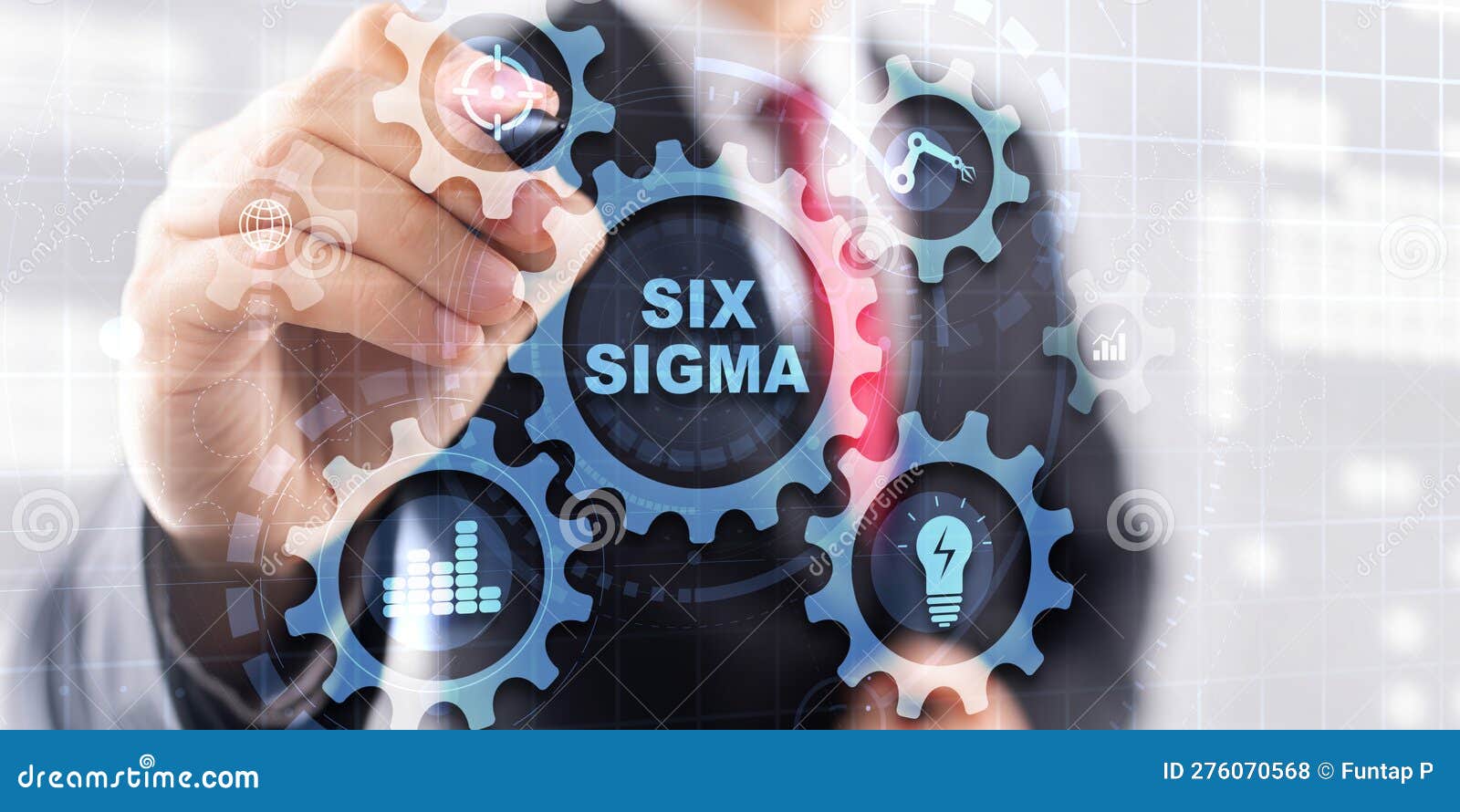 Six Sigma Manufacturing Quality Control. Process Improving Concept Stock Illustration ...