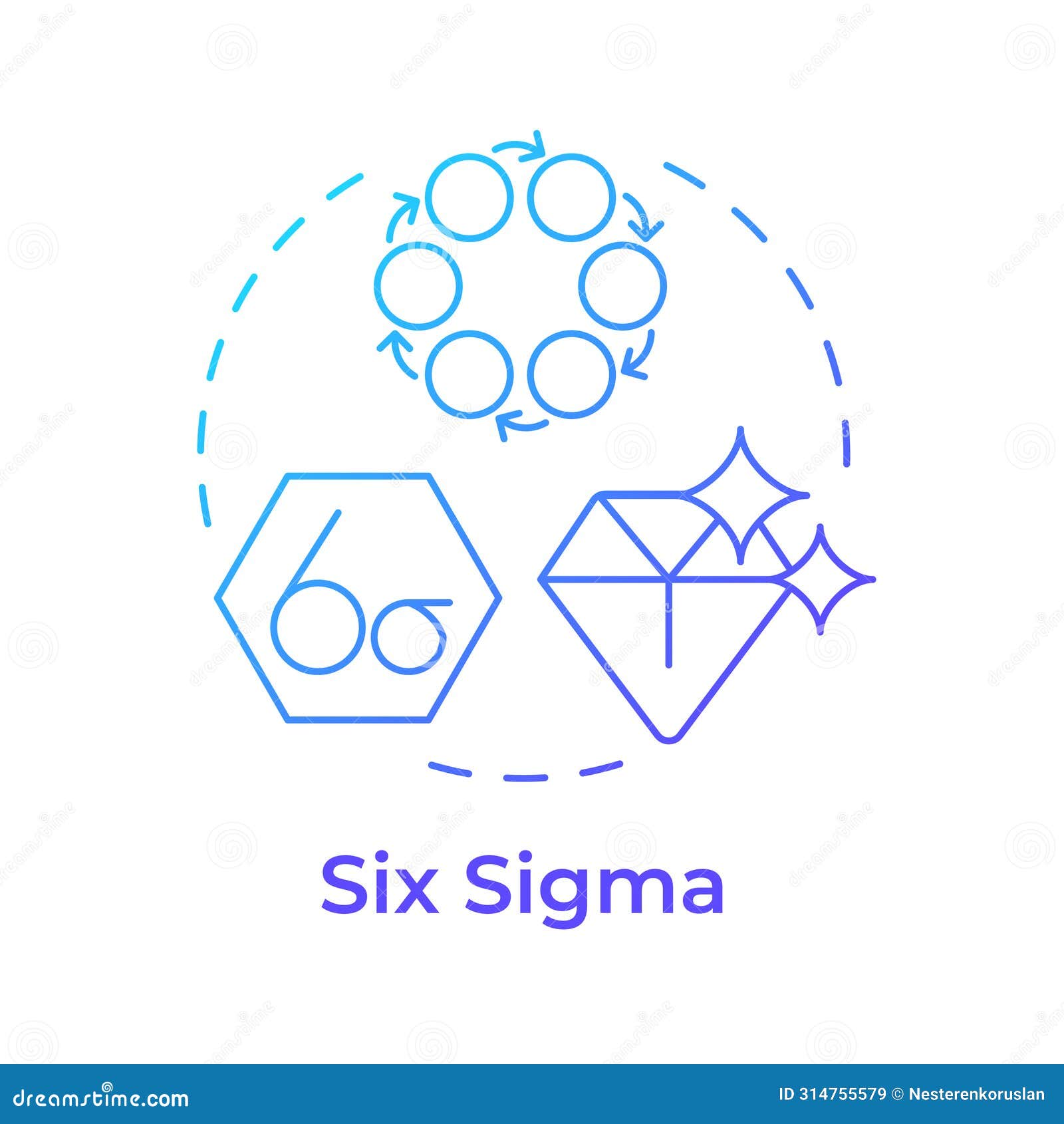 Six Sigma Methodology Blue Gradient Concept Icon Stock Vector ...
