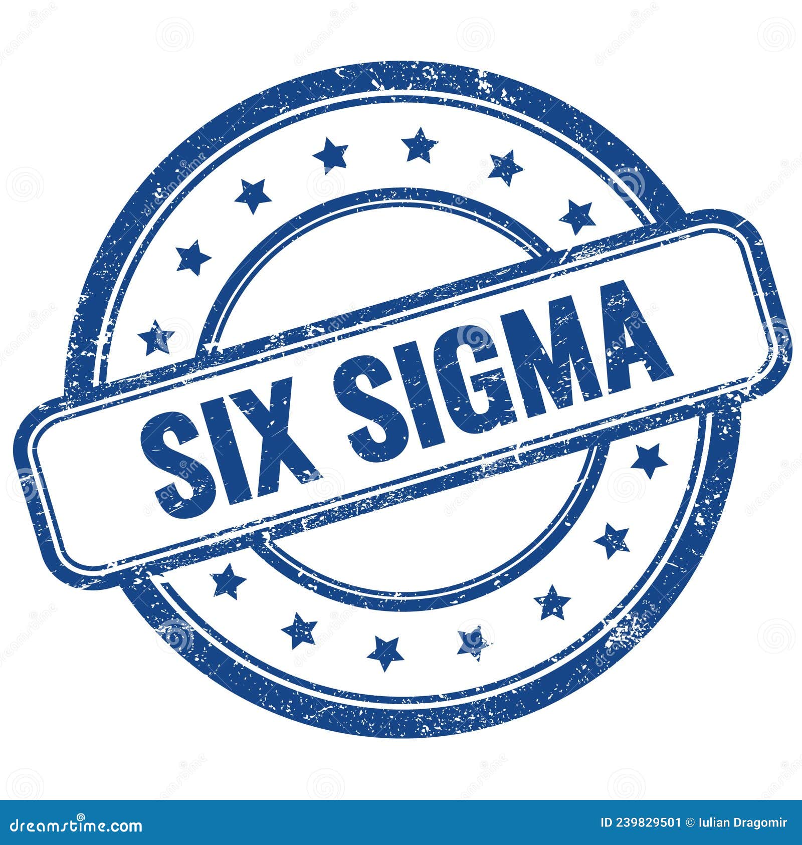 SIX SIGMA Text on Blue Grungy Round Rubber Stamp Stock Illustration ...