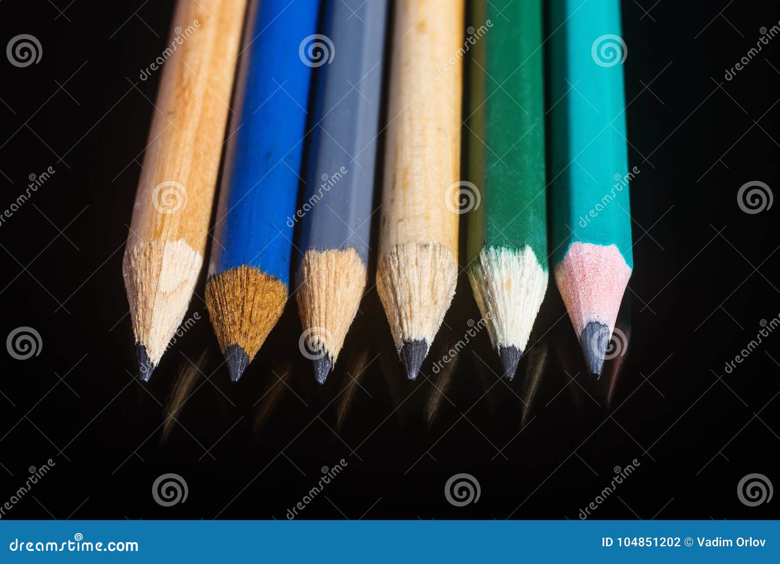 Six simple pencils stock photo. Image of background - 104851202