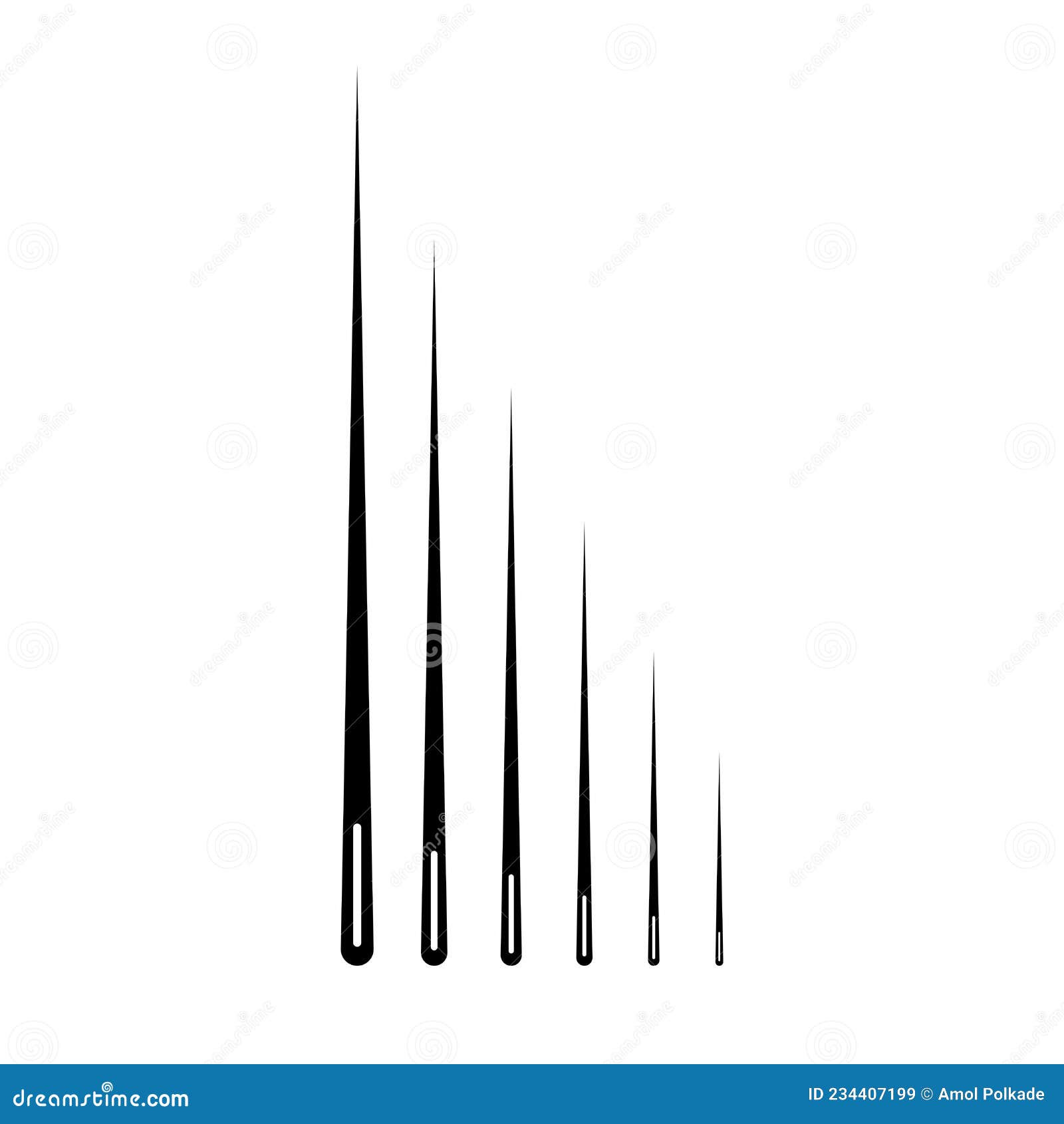 Six Sizes of Needles Vector Stock Vector - Illustration of needle ...