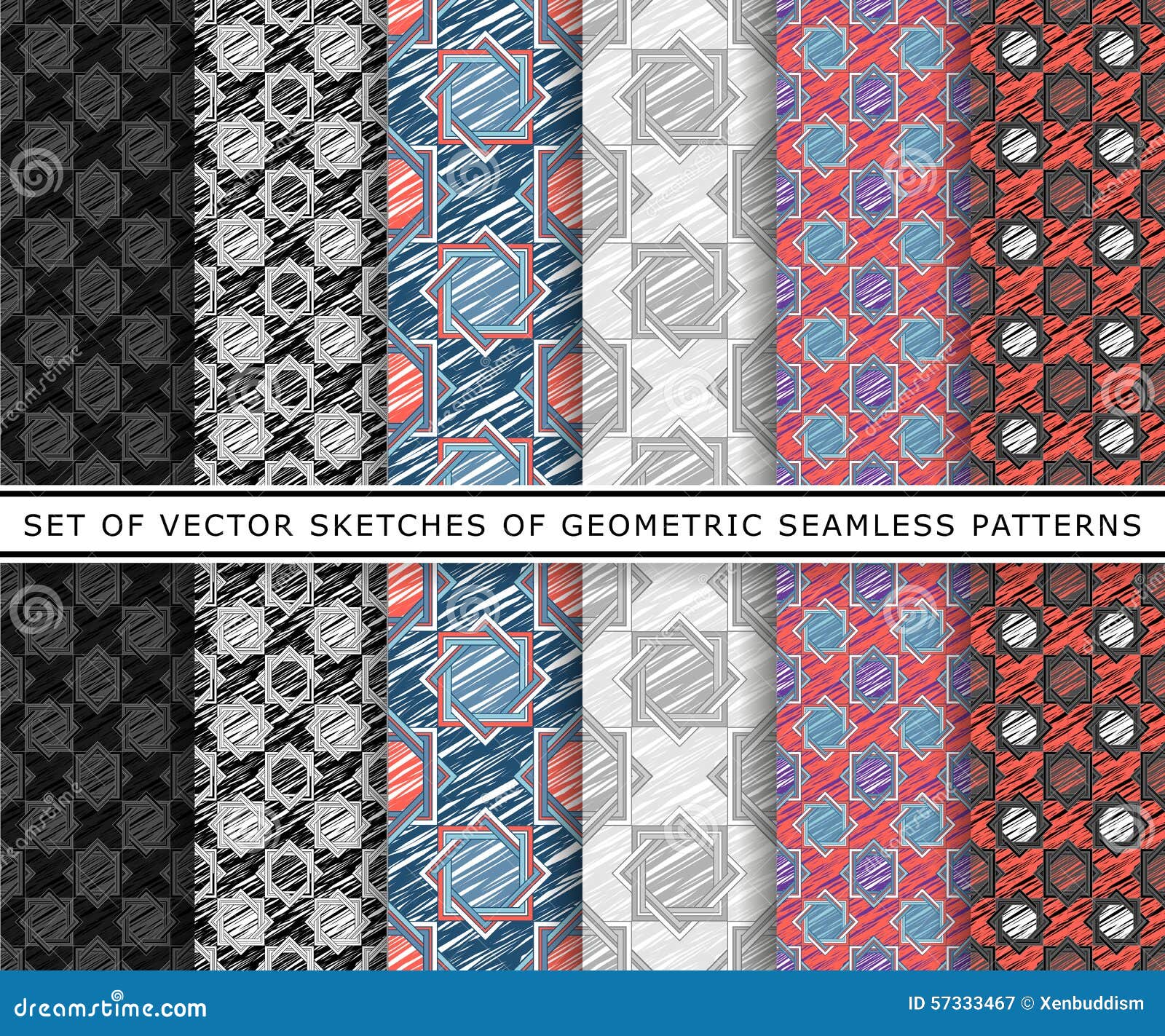 Six Sketches of Geometric Pattern Stock Illustration - Illustration of ...