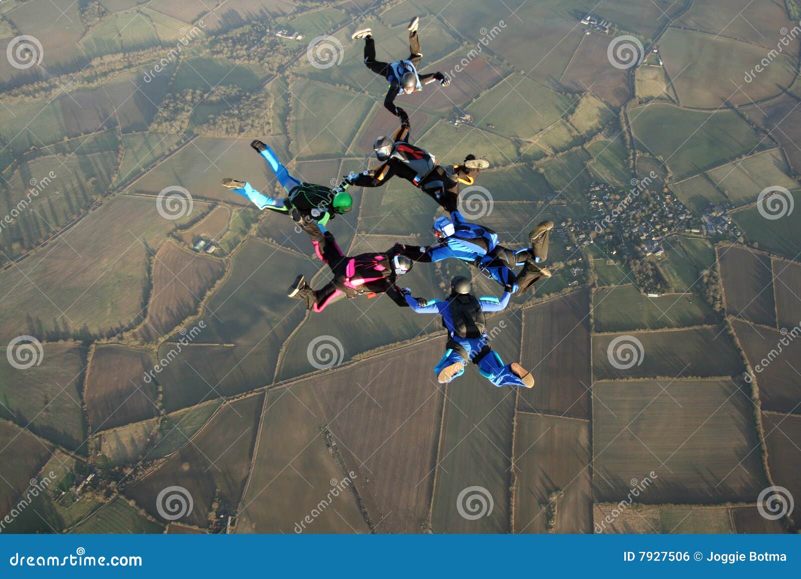 Six skydivers stock photo. Image of people, jumpsuit, skydive - 7927506