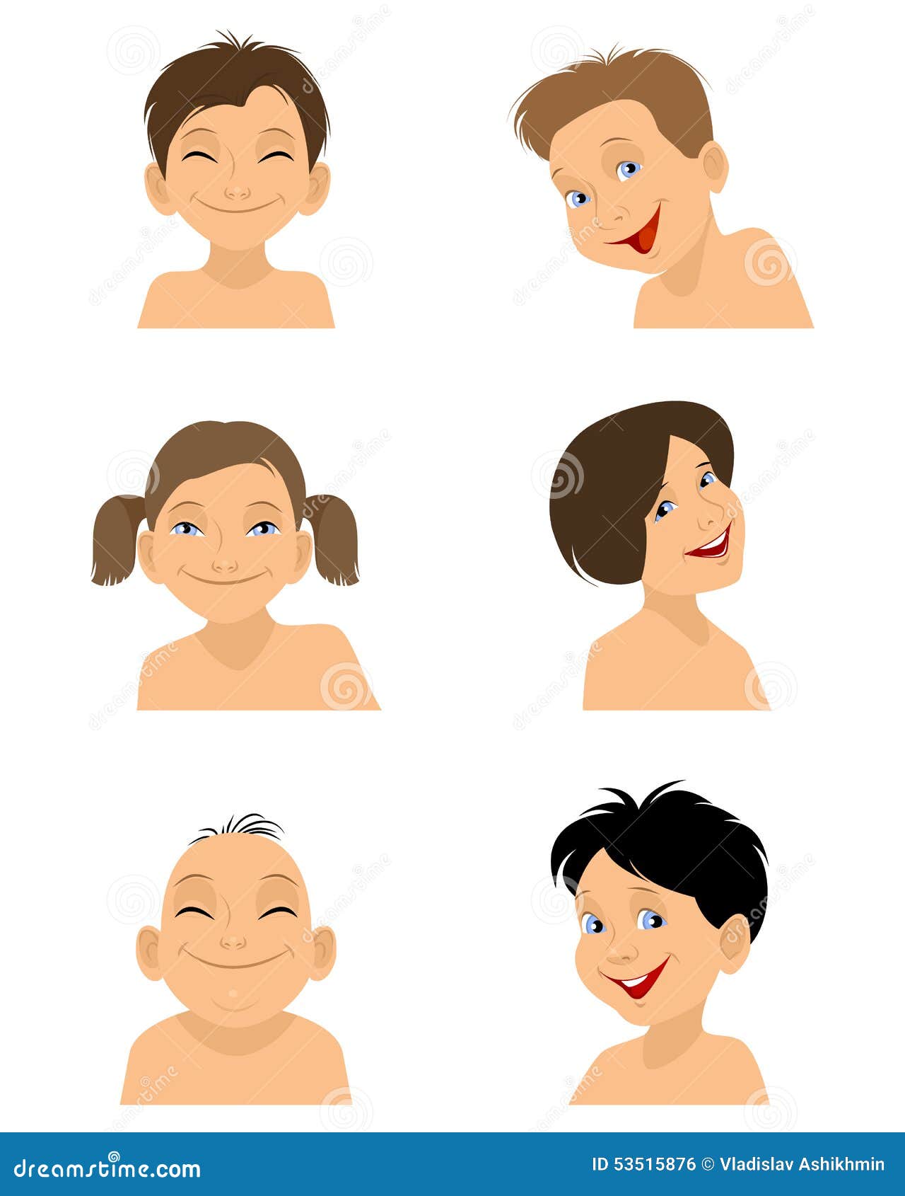 Six smiling faces stock vector. Illustration of group - 53515876