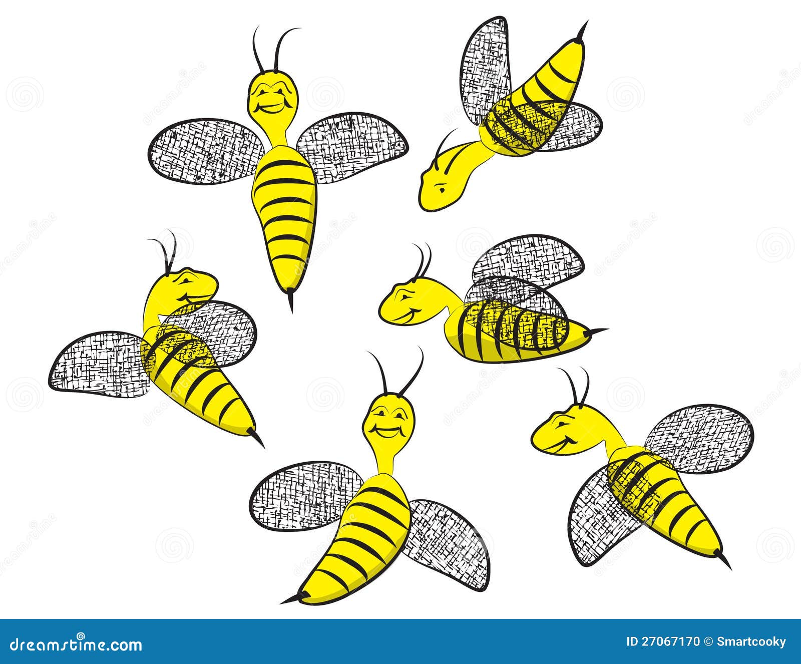 Six Smiling Happy Wasps stock vector. Illustration of swarm - 27067170