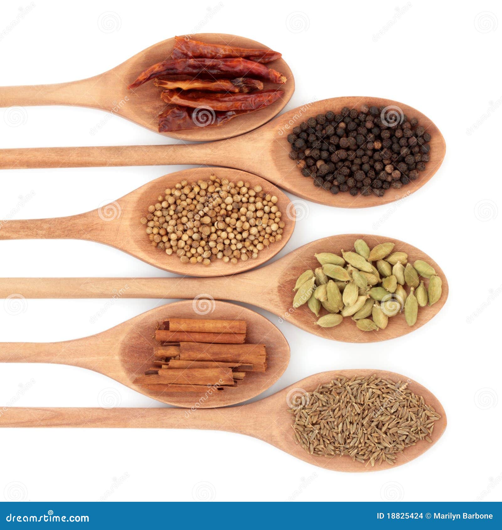 Six Spice Selection stock photo. Image of asian, wooden - 18825424