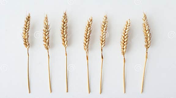 Six Stems of Wheat on a White Background Stock Image - Image of crop ...