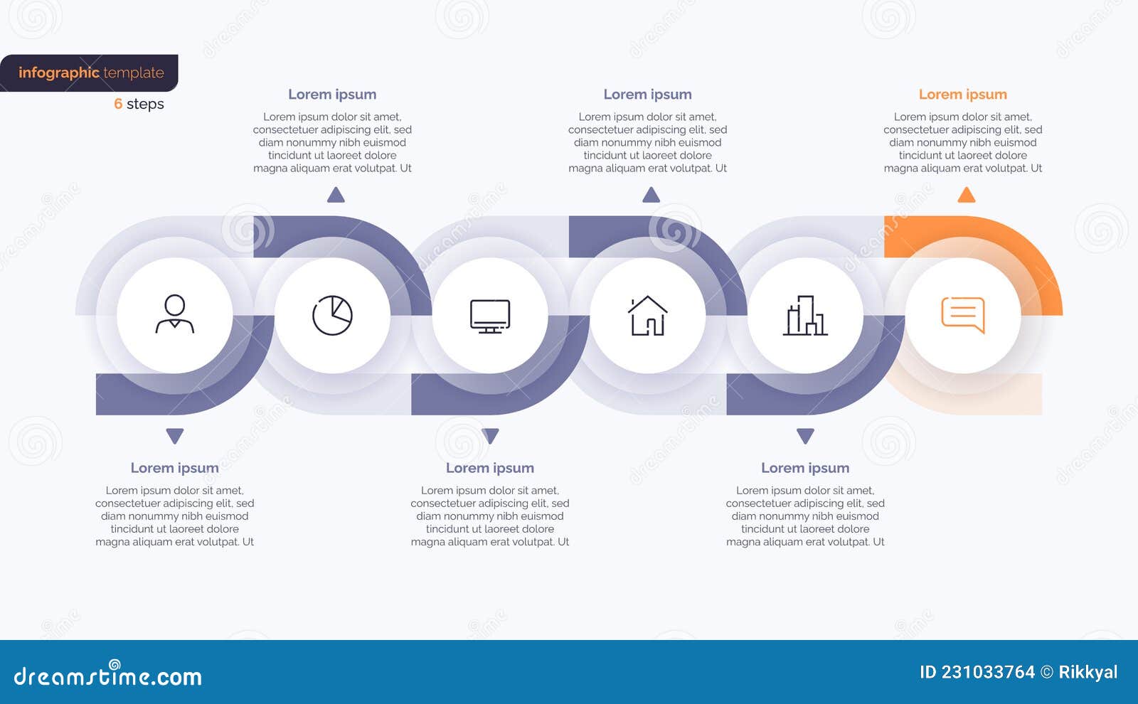 Six Step Business Infographic Design Template. Vector Illustration ...
