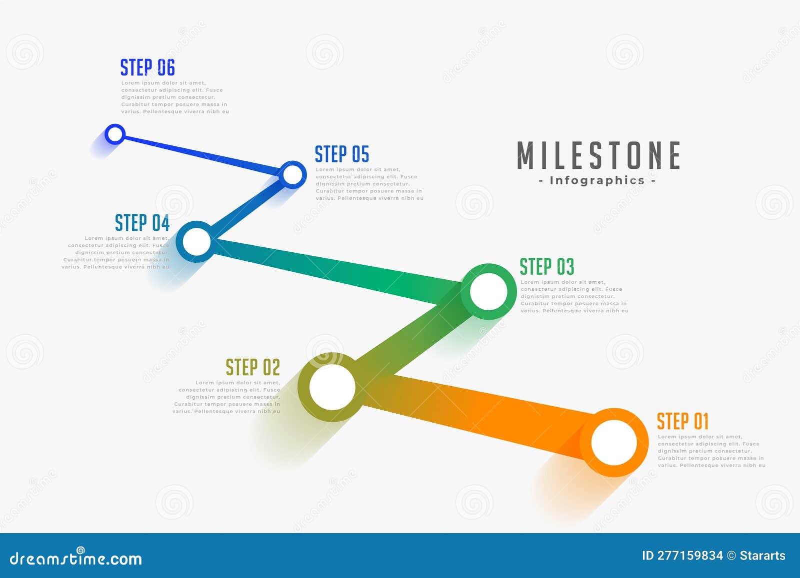 6 Step Milestone Route Map Layout With Execution Plan Cartoon Vector ...