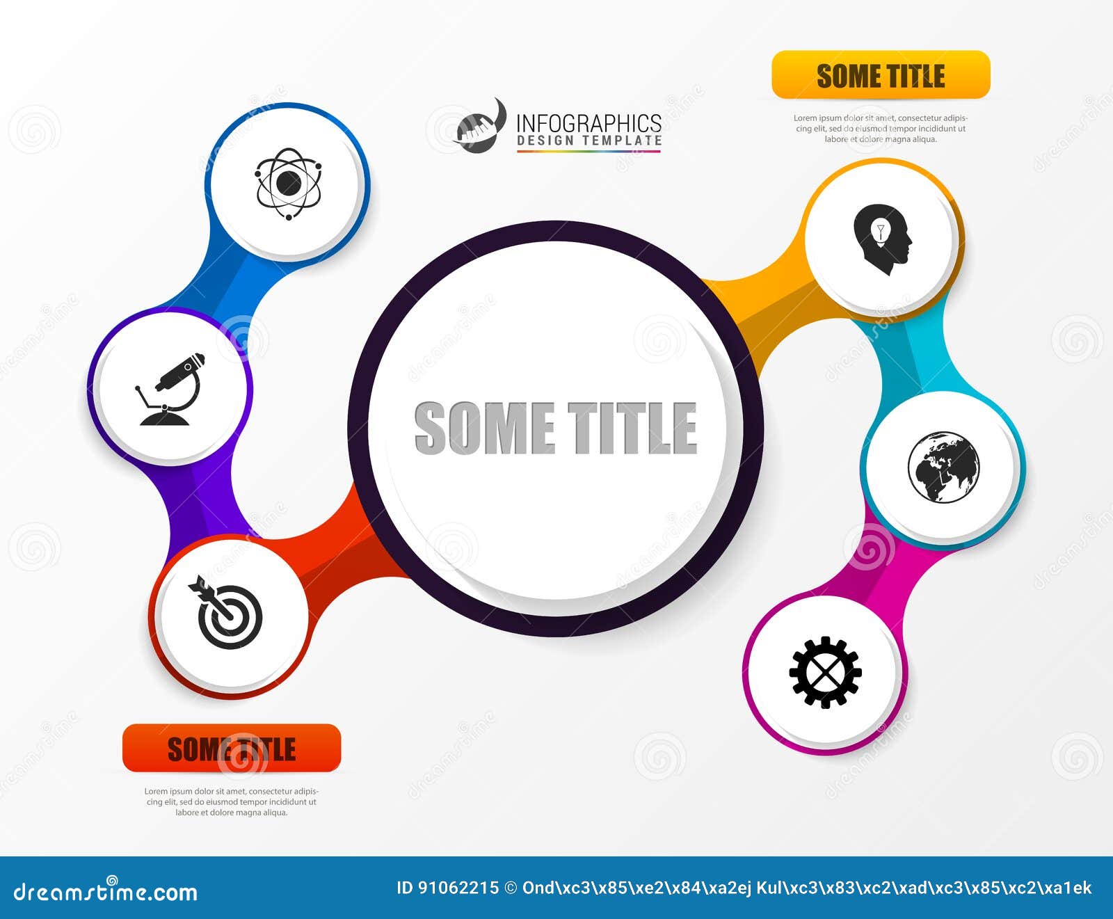 Bubble Chart With Elements Venn Diagram Infographics For Three Circle ...