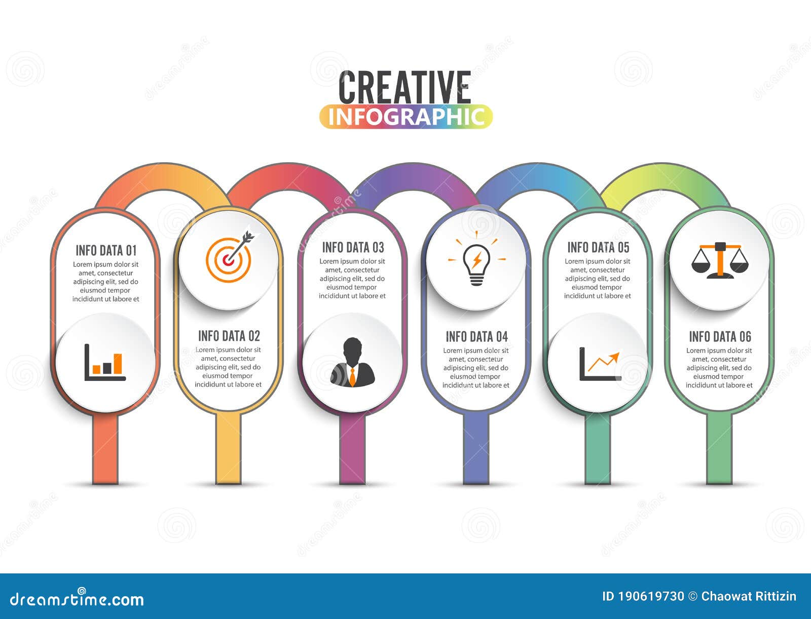 Six Steps Infographics - Can Illustrate a Strategy, Workflow or Team ...