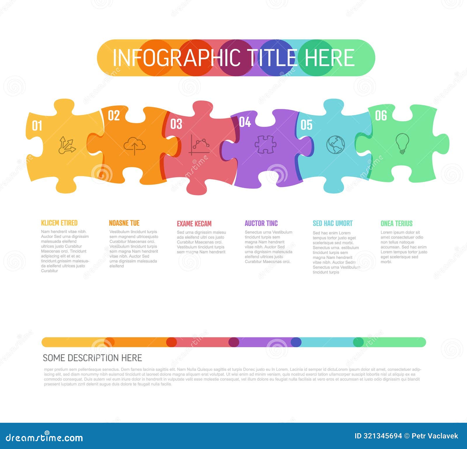Six Steps Multipurpose Infographic Template with Puzzle Pieces Stock ...
