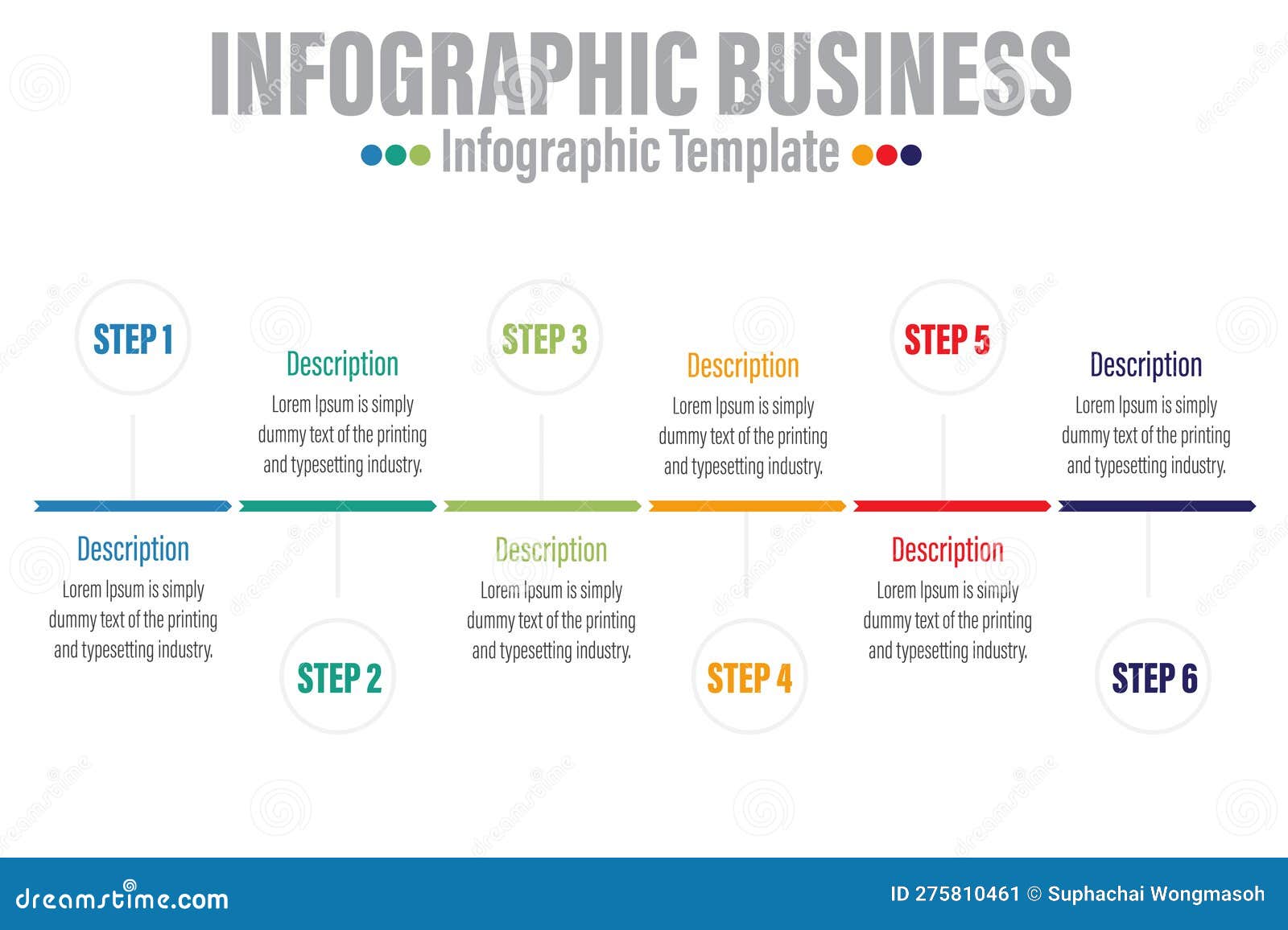 Six 6 Steps, Six 6 Option Business Info Graphics Template with Option ...