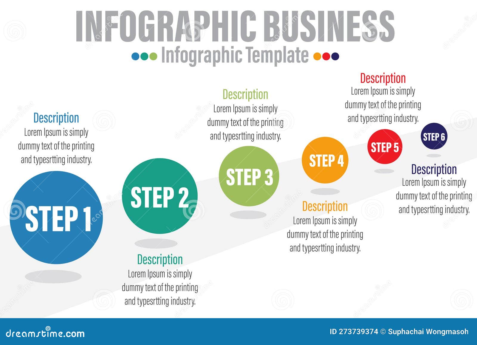 Six 6 Steps or Six 6 Option Infographic Template for Business. Modern ...