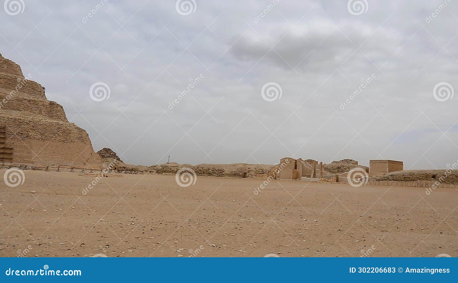 The Six Steps Pyramid in the Desert Landscape, Saqqara, Egypt. Stock ...