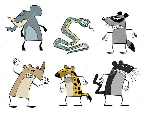 Six strange animals stock vector. Illustration of vector - 84158411