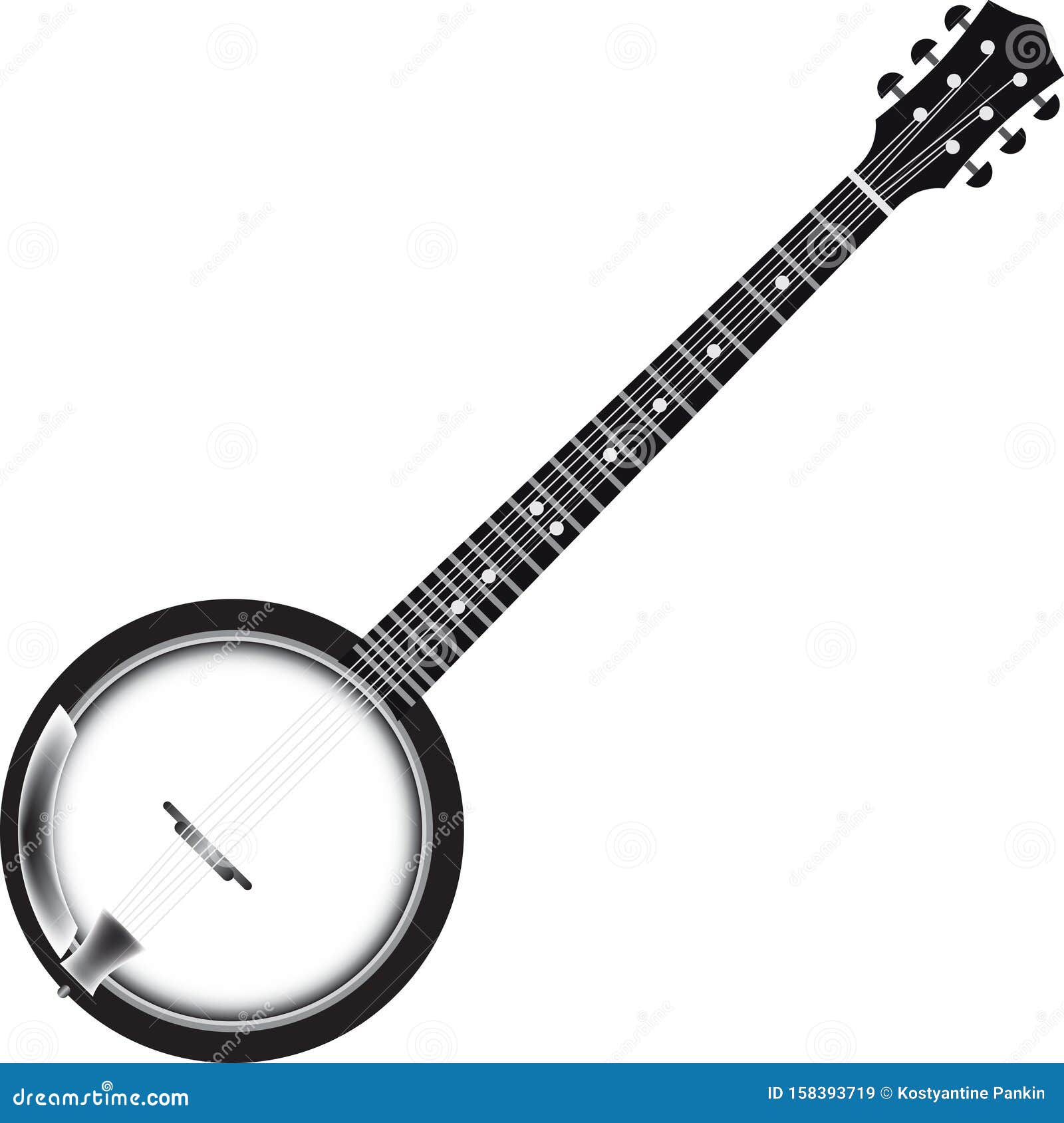 Six String Banjo stock vector. Illustration of play - 158393719