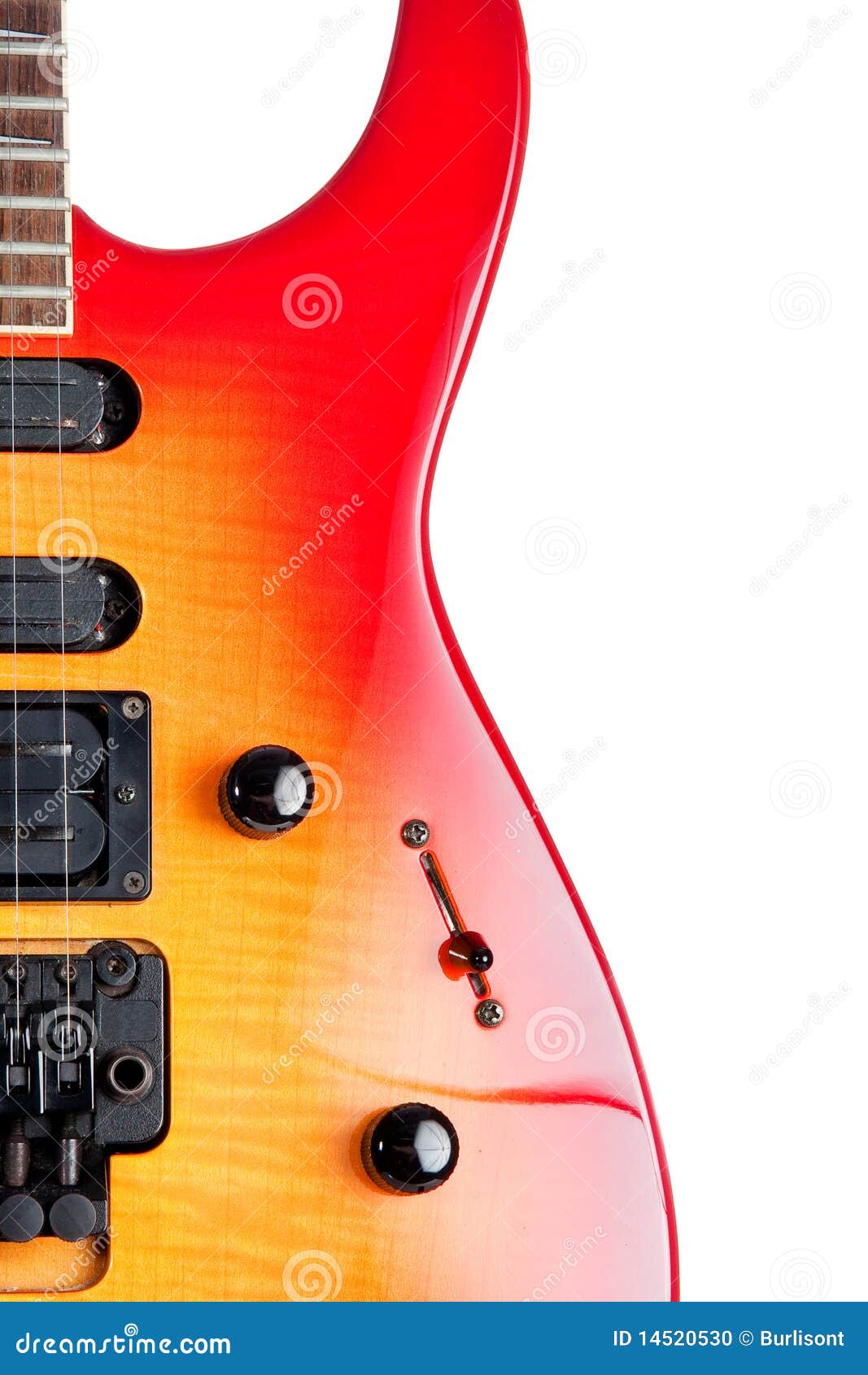 A Six String Electric Guitar Isolated on a White Stock Photo - Image of ...