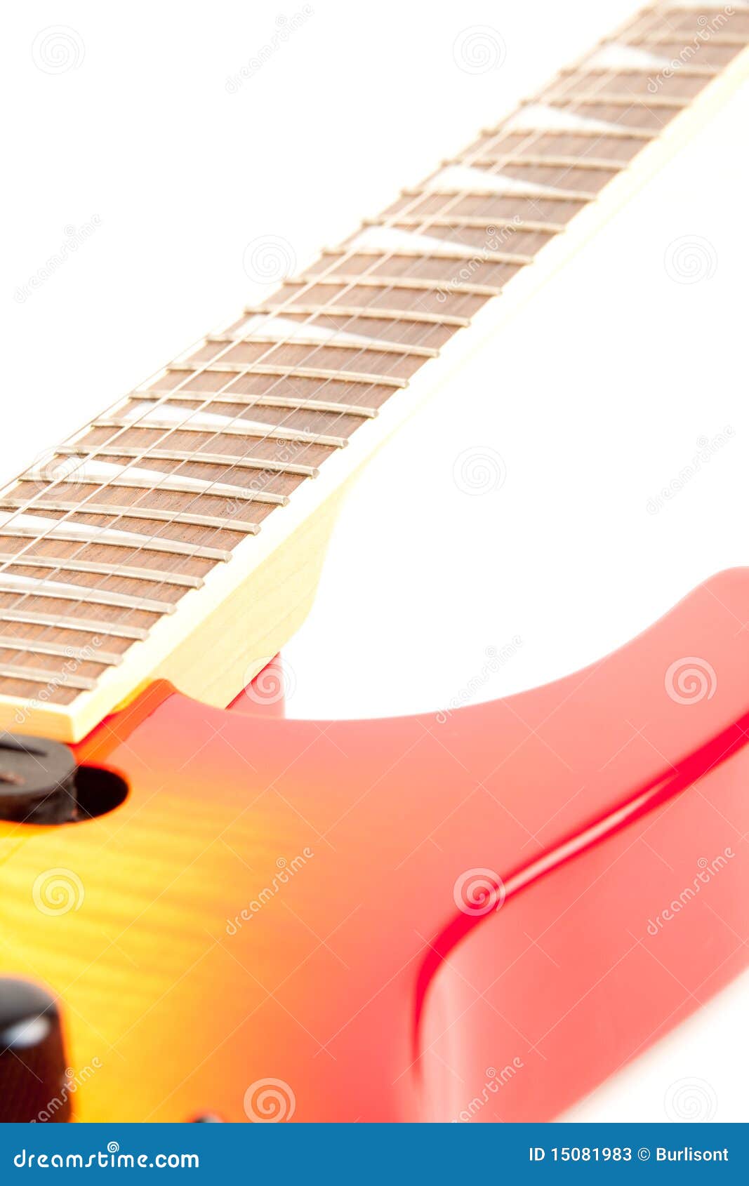 A Six String Electric Guitar Isolated on a White Stock Image - Image of ...