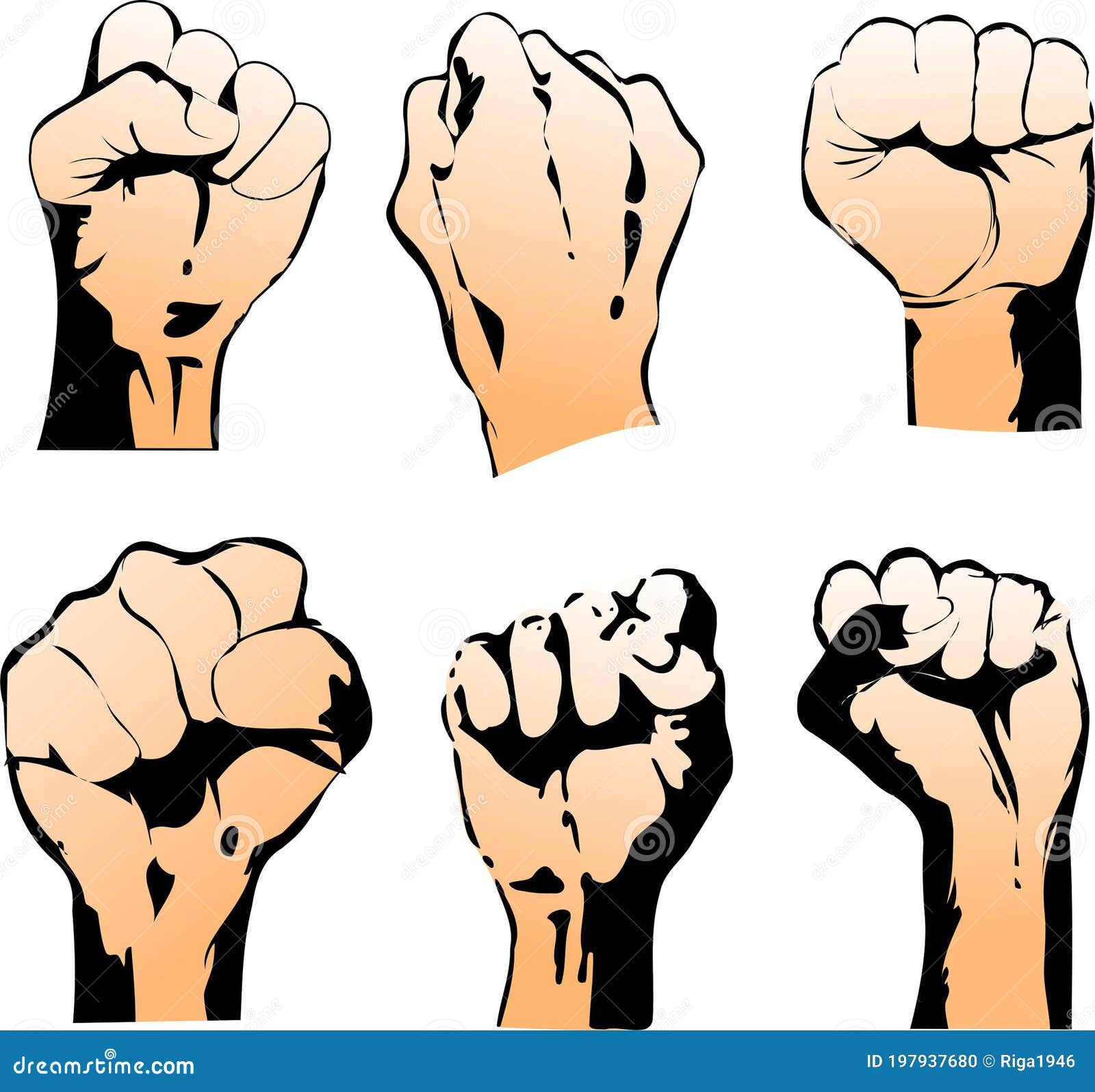 Six Struggle Hand Symbols. stock vector. Illustration of isolated ...