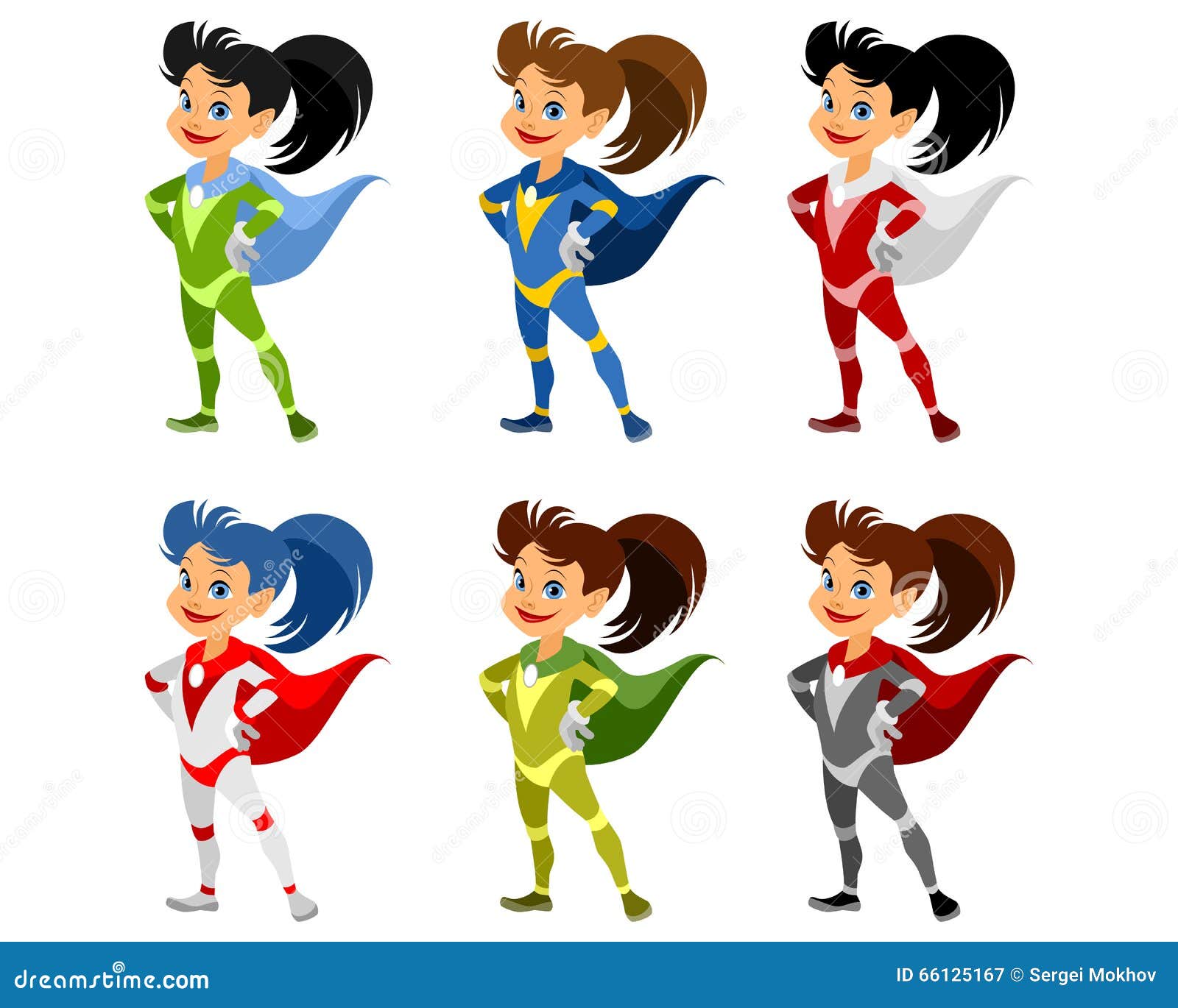 Six superhero girls stock vector. Illustration of muscle - 66125167