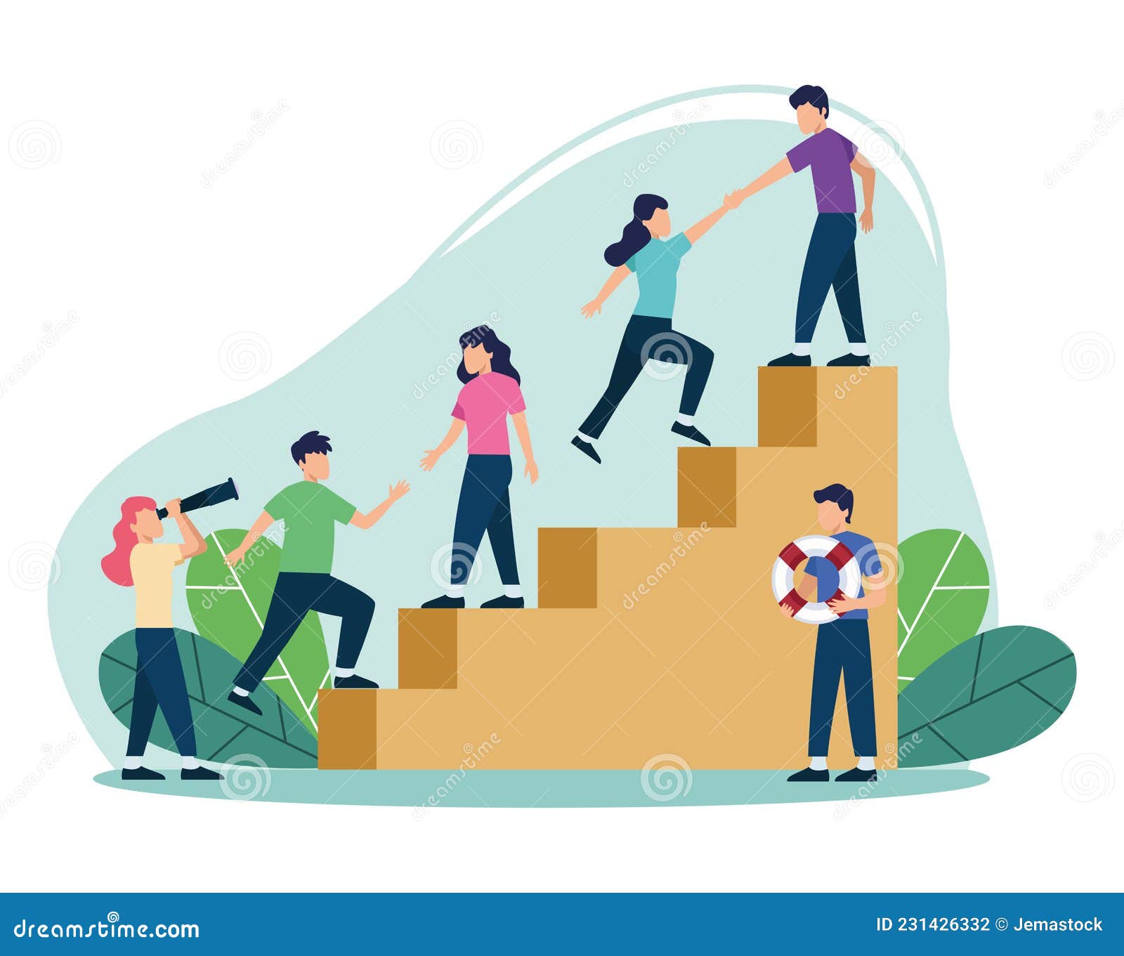 Six Support Persons Characters Stock Vector - Illustration of progress ...