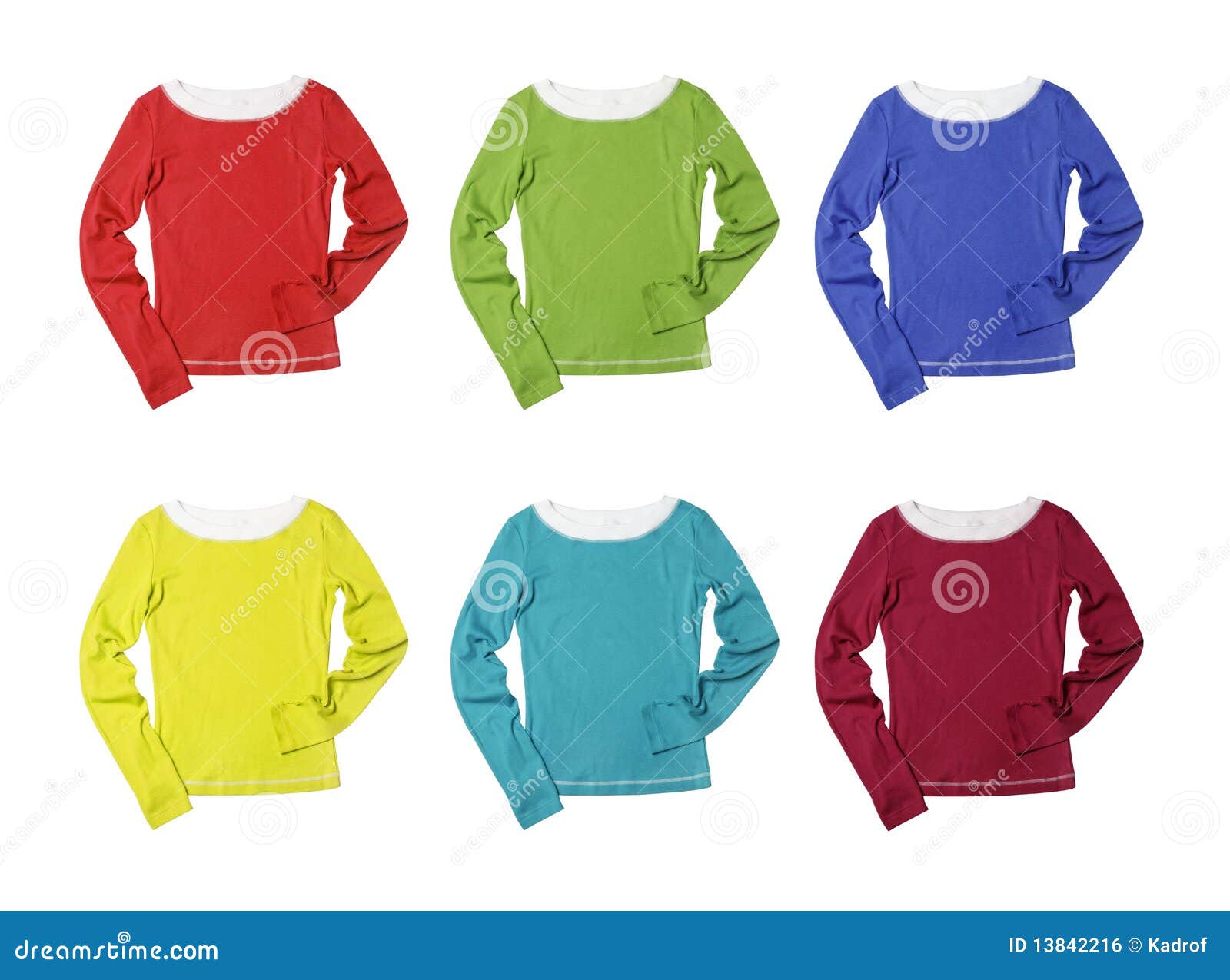 Six T-shirts in Different Colours Isolated on Whit Stock Photo - Image ...