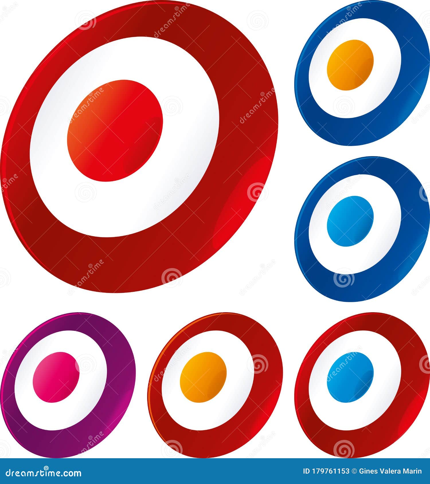 Six Target Icons in Different Colors. Isolated Stock Illustration ...