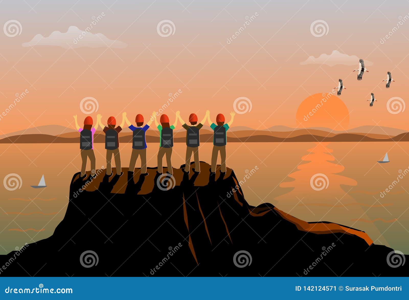 The Man Stood Up And Showed His Hands On The Top Of The Mountain ... The Man Stood Up And Showed His Hands On The Top Of The Mountain ...